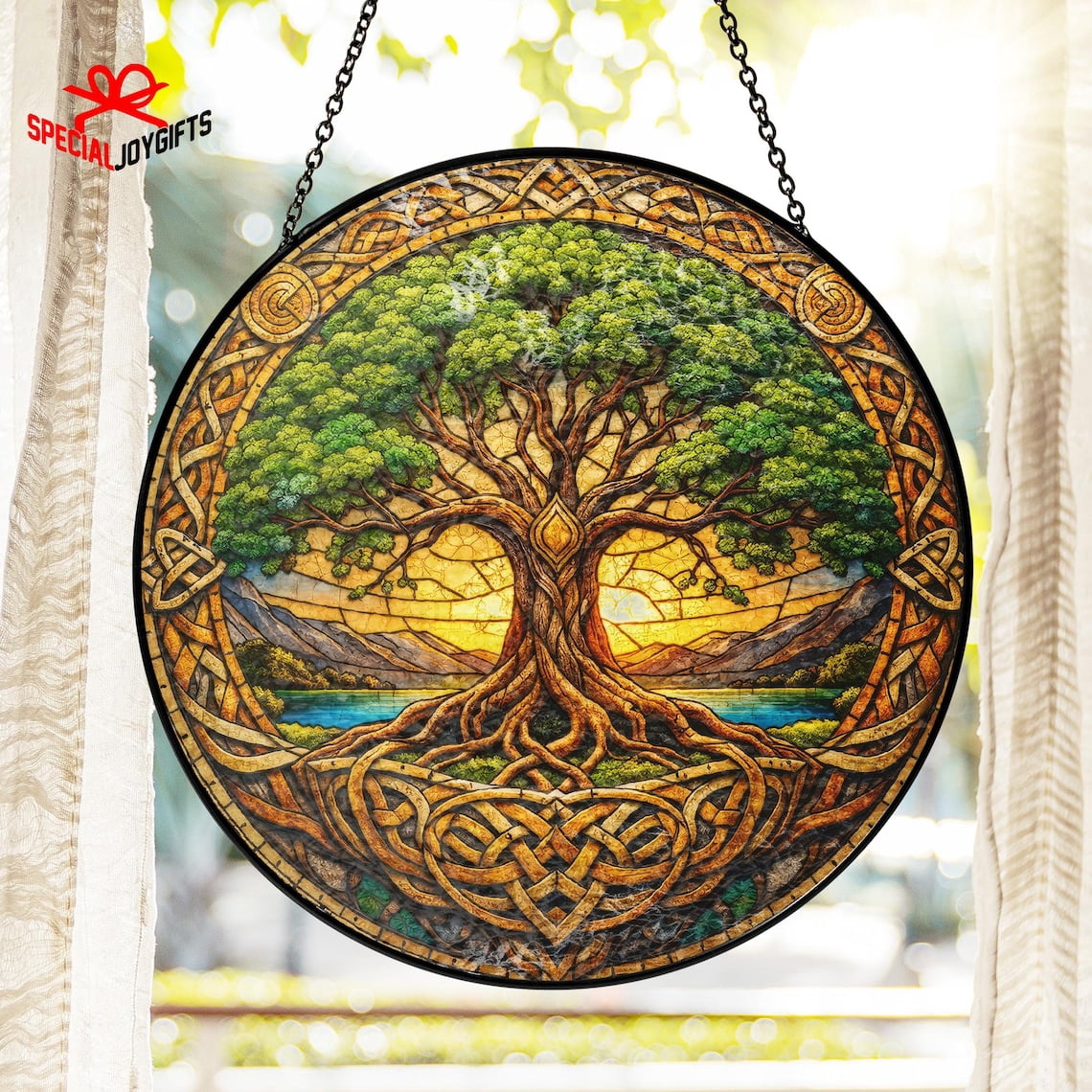 Celtic Tree of Life Glass Suncatcher v3, Family Window Hanging Decor ...