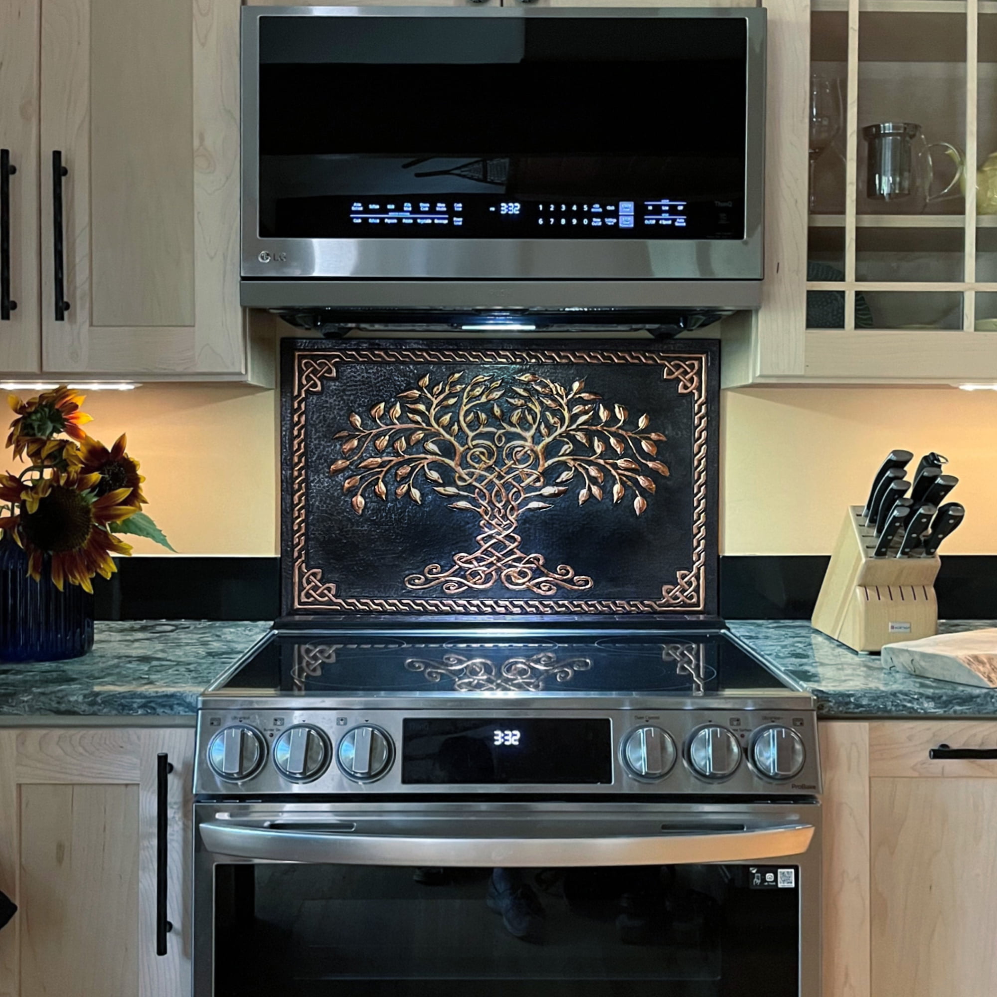 Celtic Tree of Life Kitchen Backsplash Tile - 18"x24" Black - Walmart.com