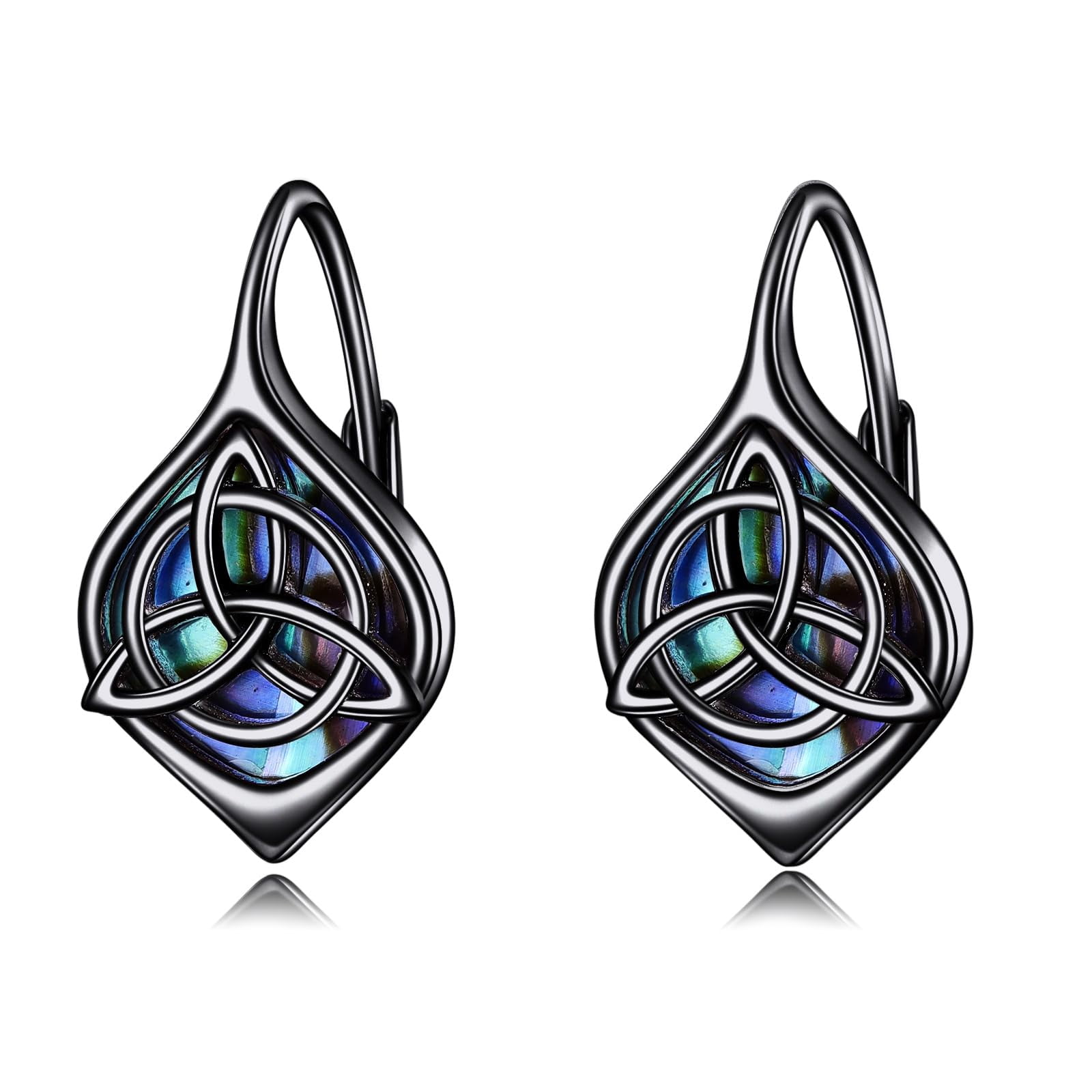 Celtic Trinity Knot Earrings for Women 925 Sterling Silver Black Celtic ...