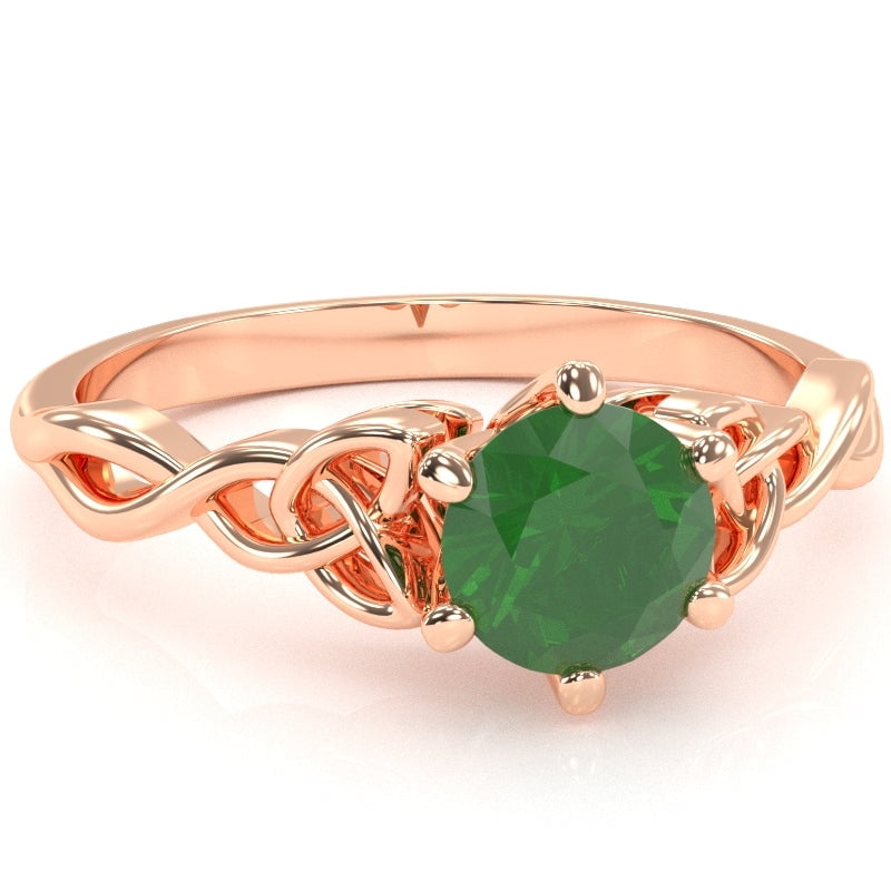 Celtic Trinity Knot Emerald Engagement Ring In 14k Rose Gold - Walmart.com