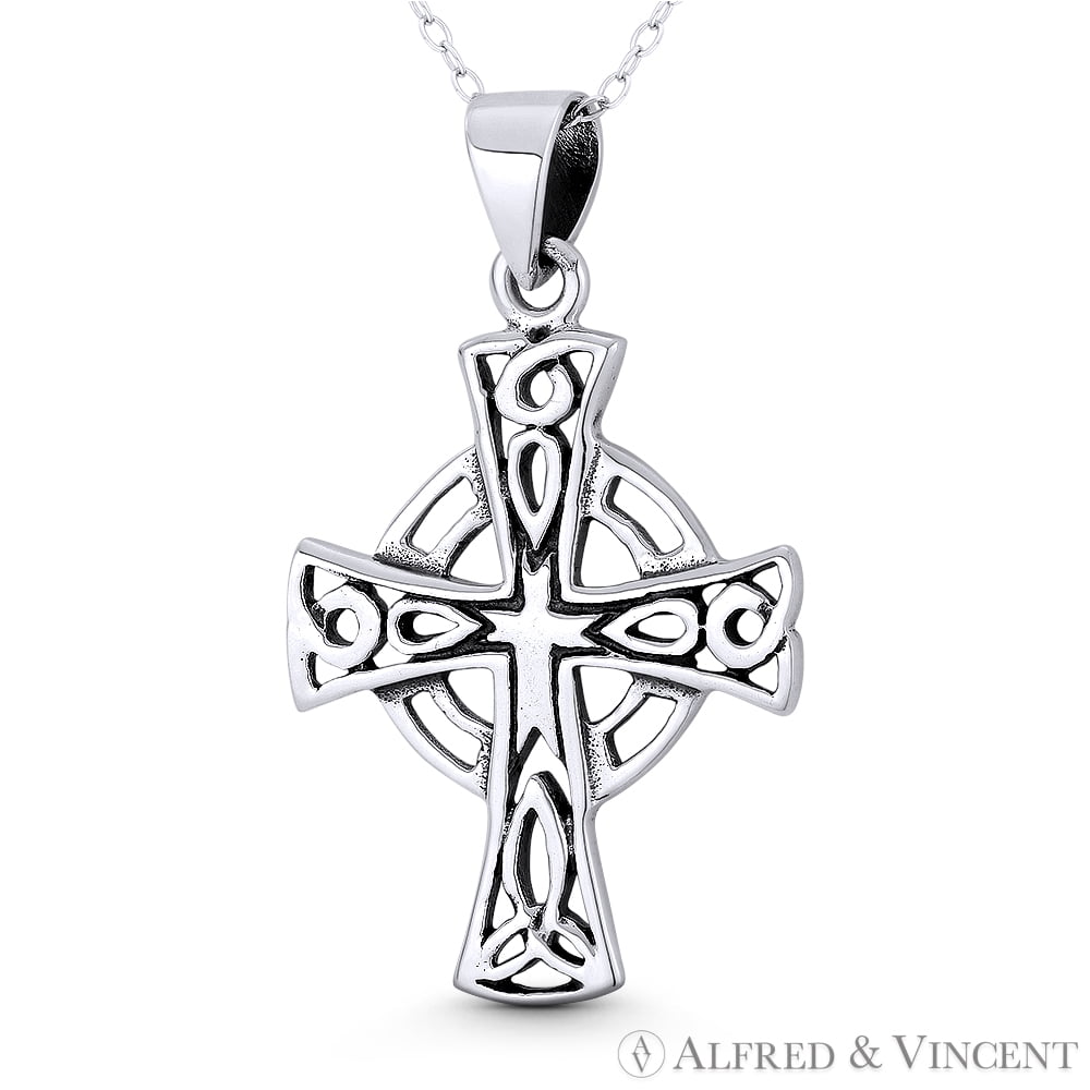 Celtic & Trinity Knot Irish Christian Cross 40x23mm (1.6x0.9in) Pendant ...