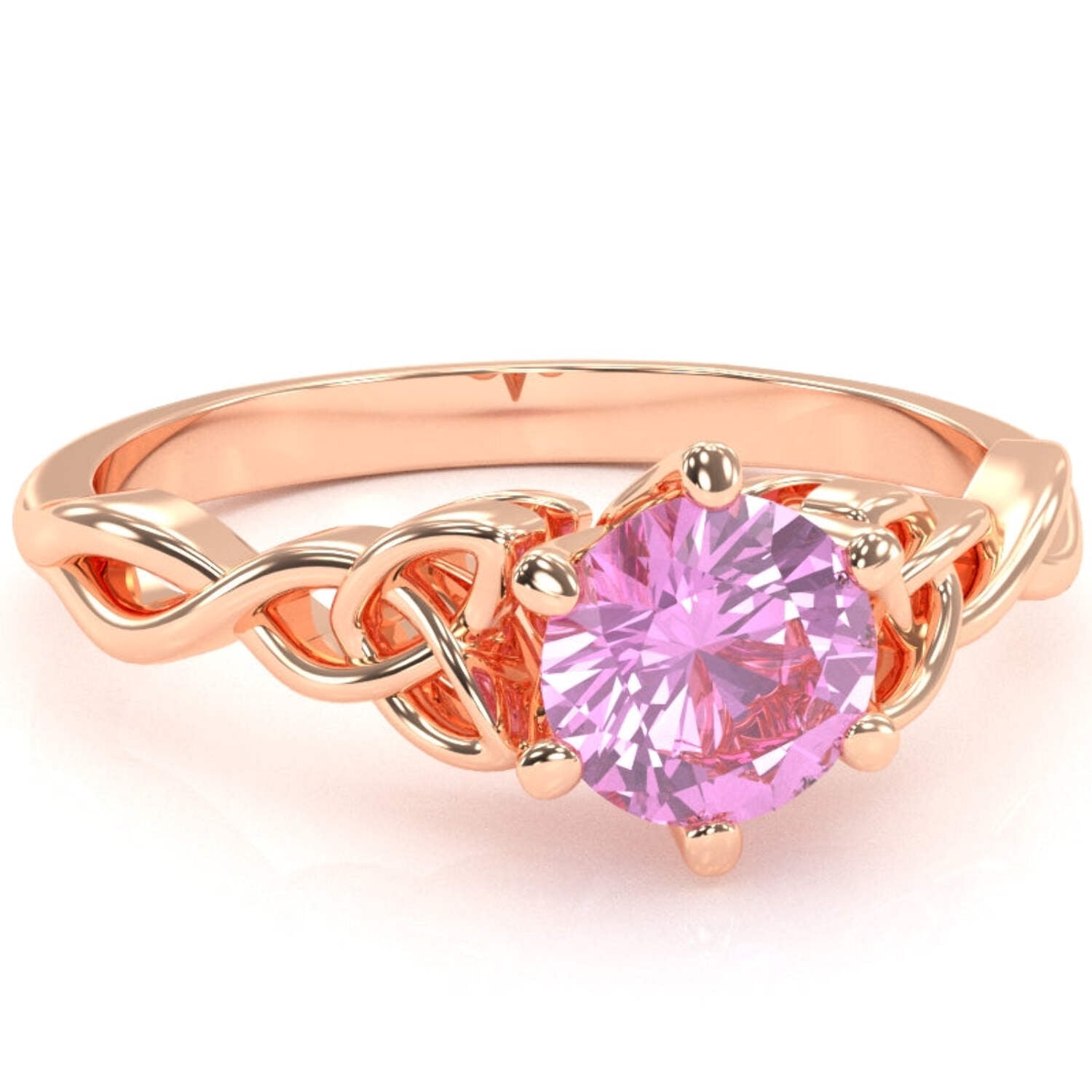 Celtic Trinity Knot Lab-Created Pink Sapphire Engagement Ring In 14k ...
