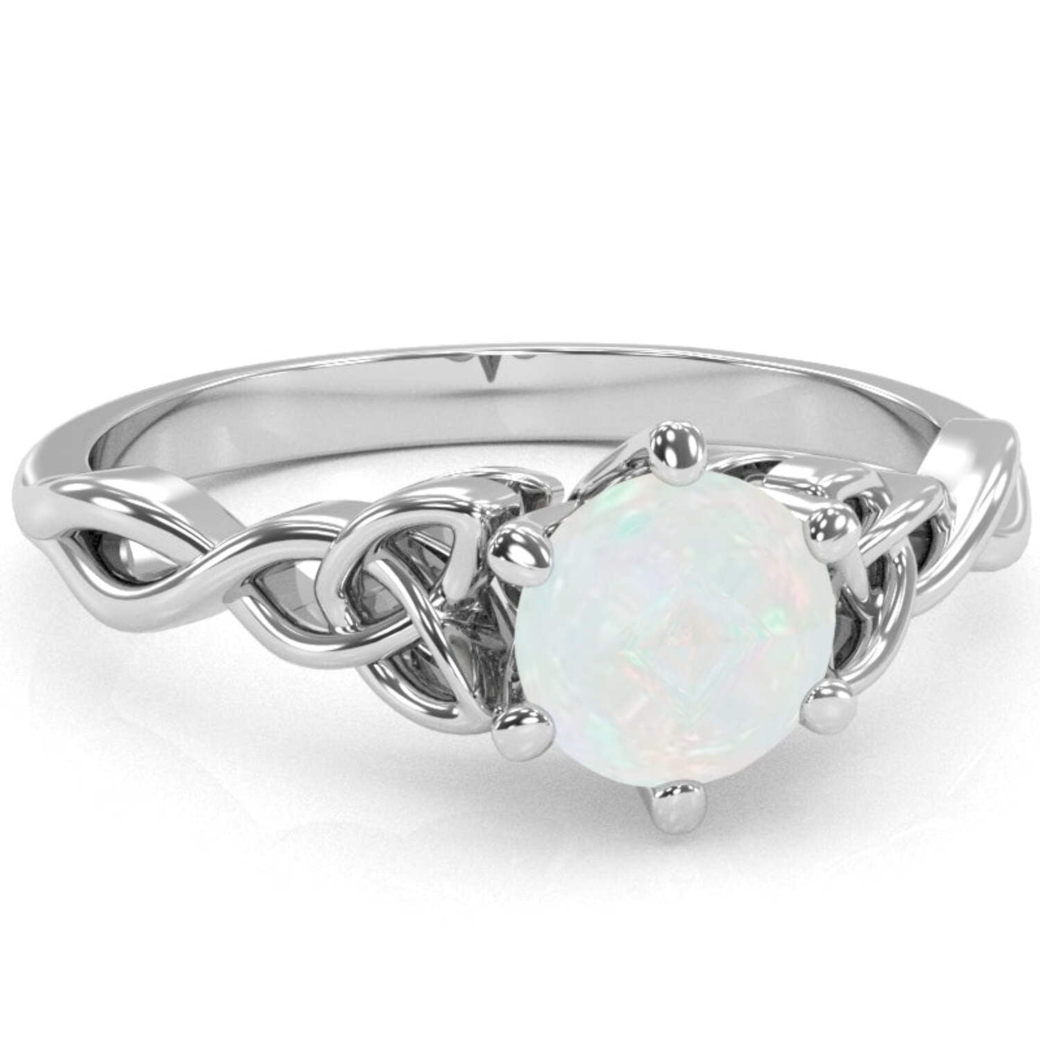 Celtic Trinity Knot Opal Engagement Ring In 14k White Gold - Walmart.com