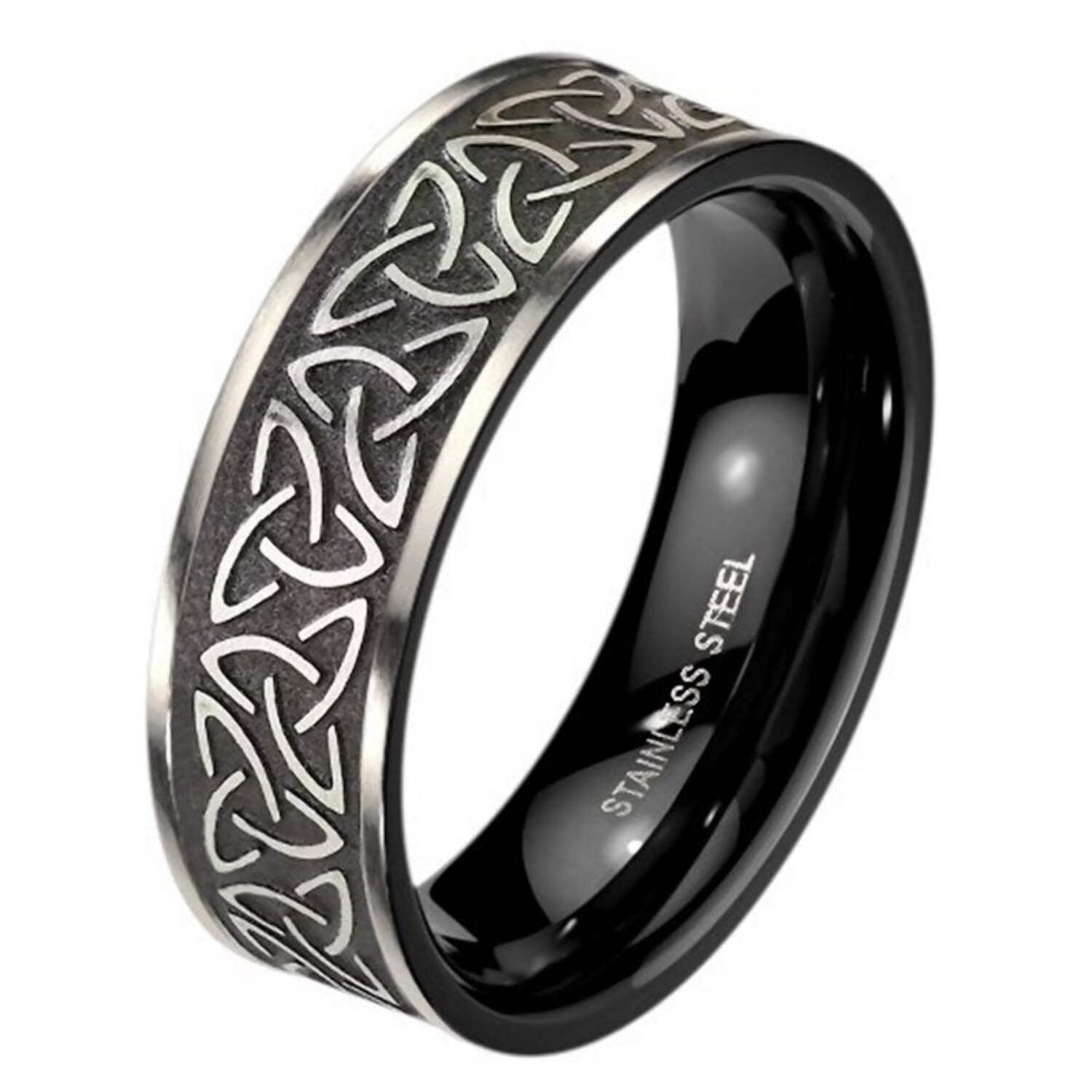 Celtic Trinity Knot Ring Black Silver Stainless Steel Genderless ...
