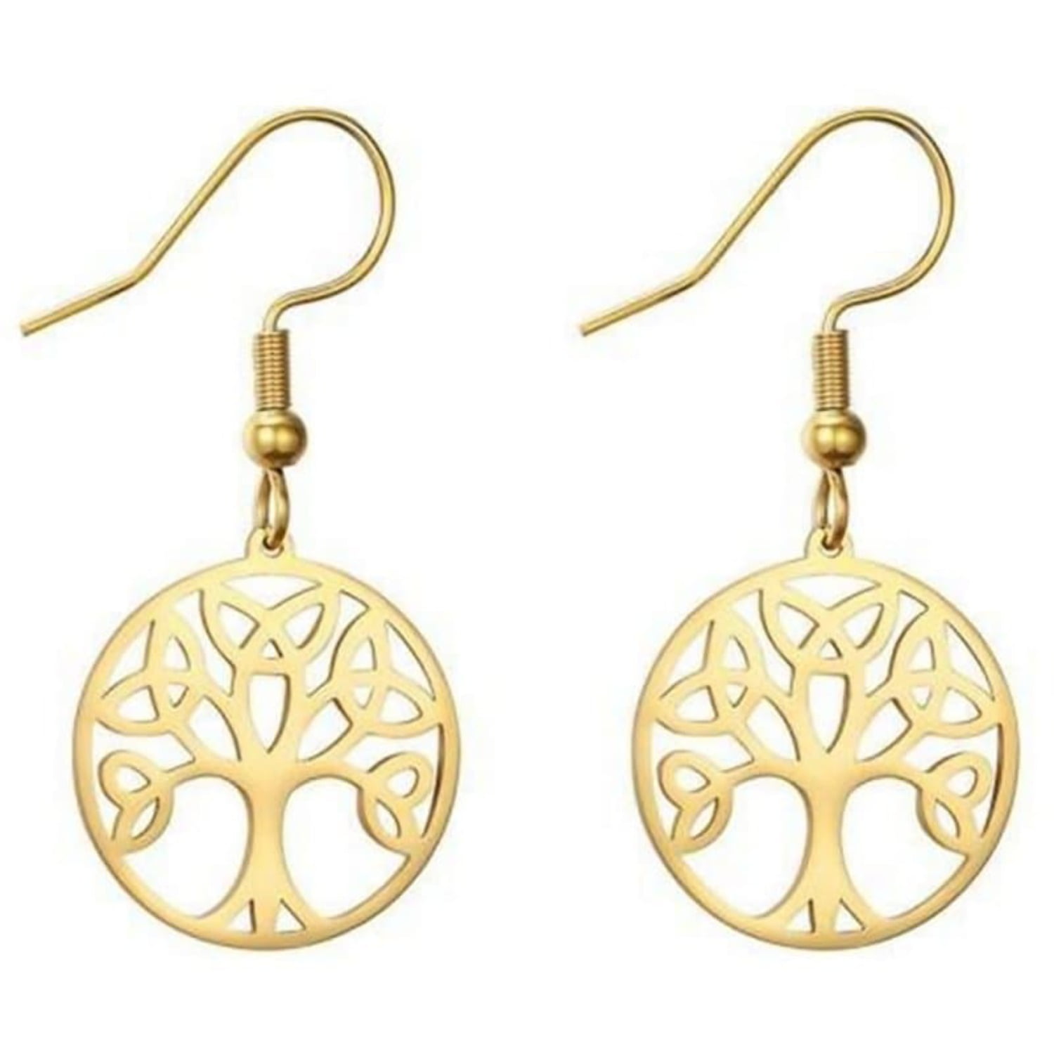 Celtic Trinity Tree of Life Earrings Gold 316L Stainless Steel ...