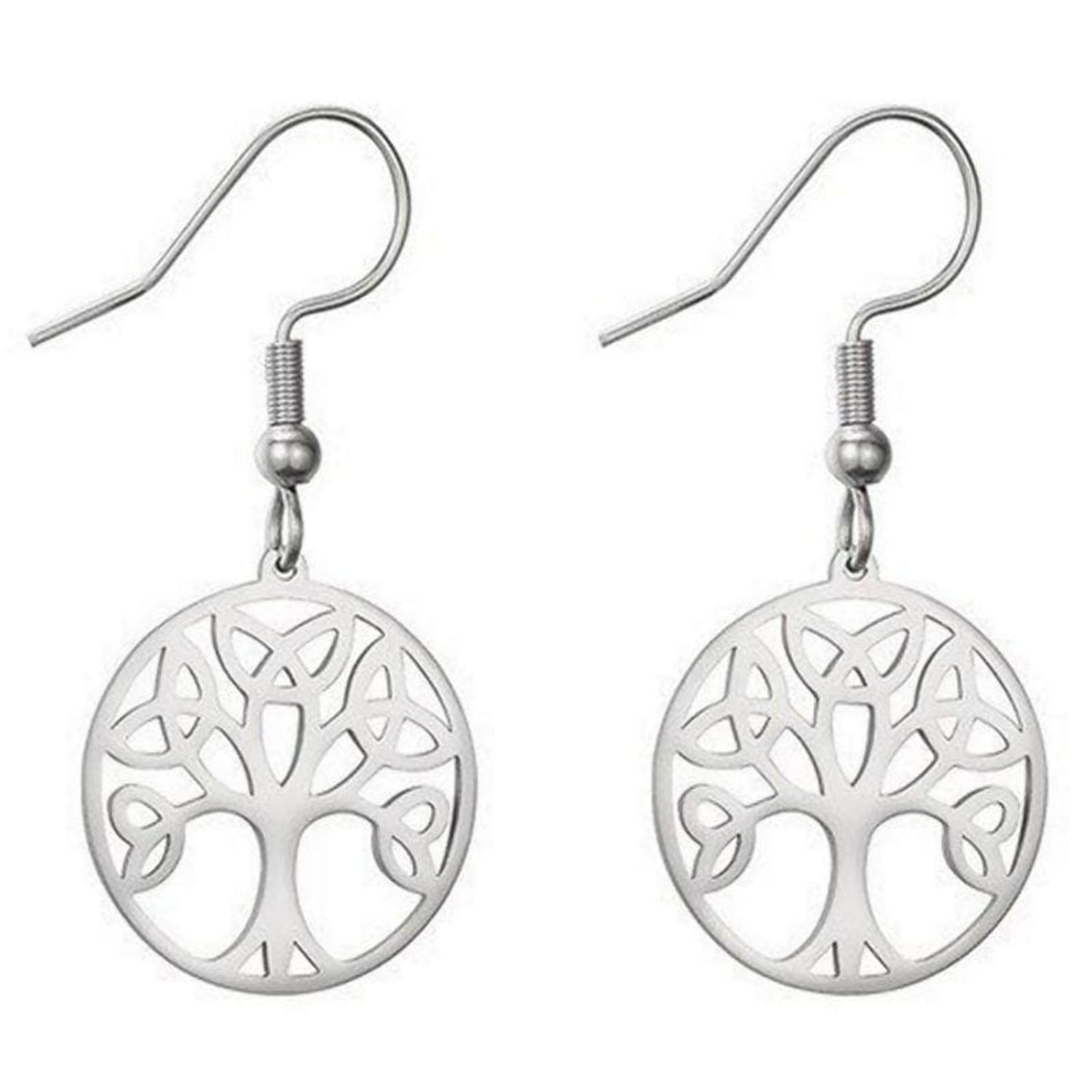 Celtic Trinity Tree of Life Earrings Womens Stainless Steel Hook Dangle ...