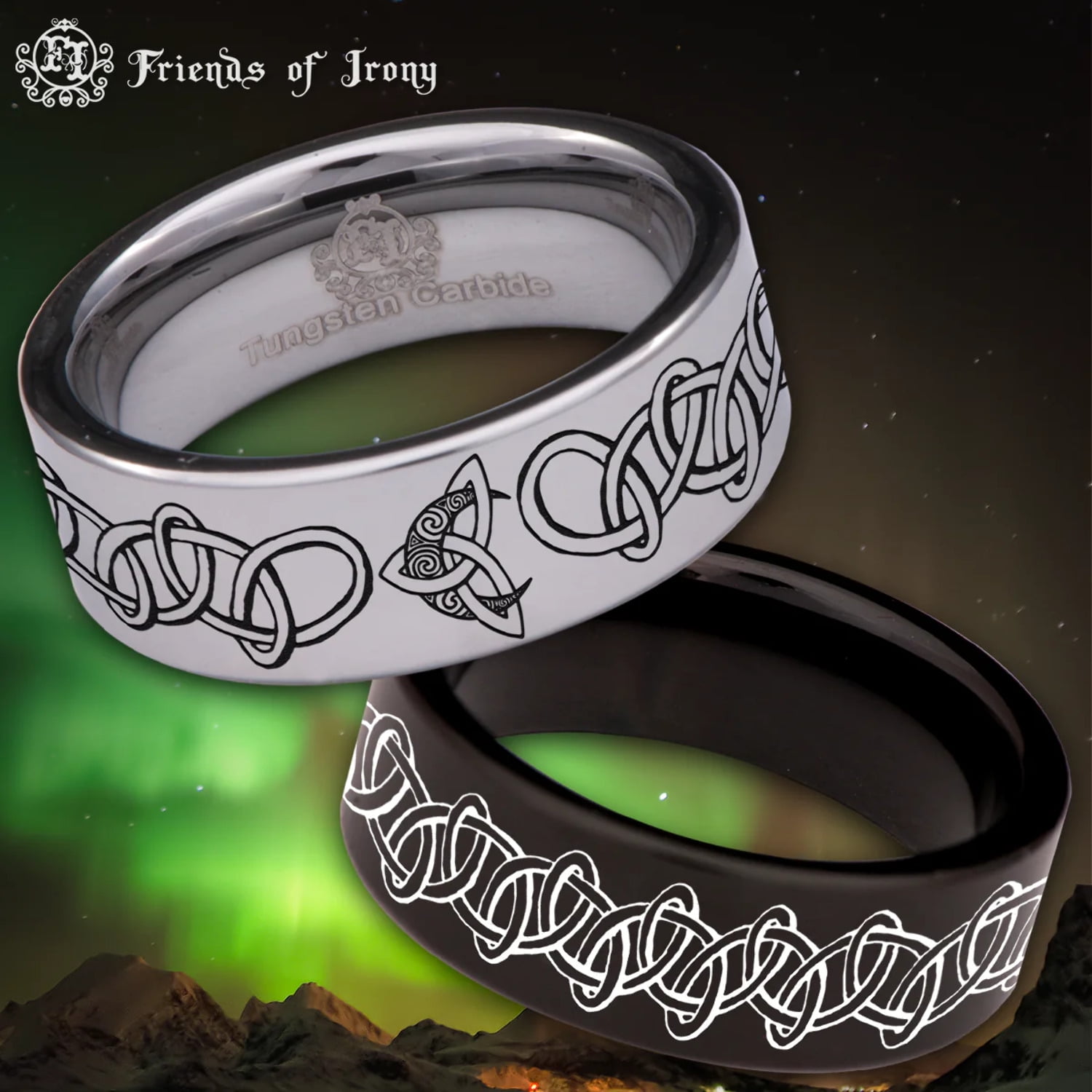 Celtic Trinity and Crescent Moon Tungsten Carbide Ring - Walmart.com