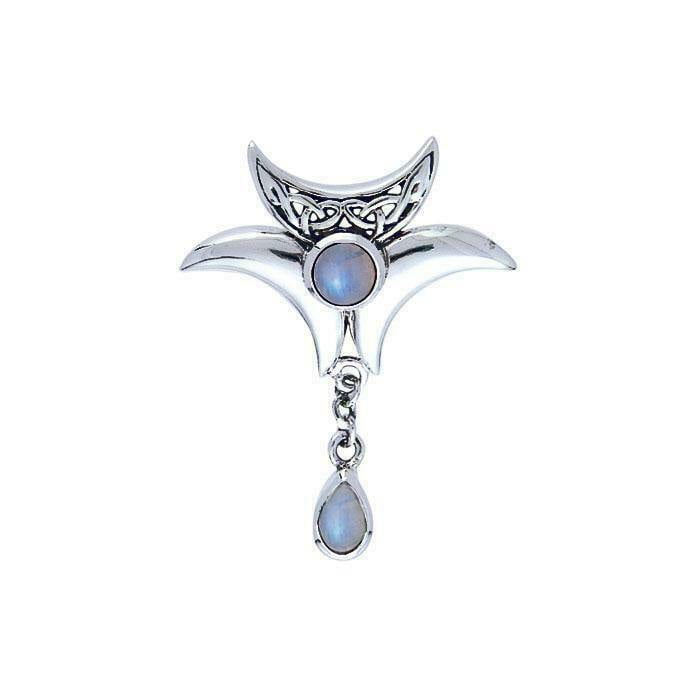 Celtic Triple Crescent Moon 925 Sterling Silver Pendant Gemstone Fine ...