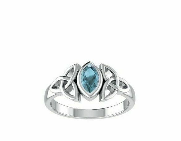 Celtic Triquetra Ring Blue Topaz 925 Sterling Silver Fine Ancestry ...