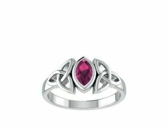 Celtic Triquetra Ring Created Ruby 925 Sterling Silver Fine Ancestry ...