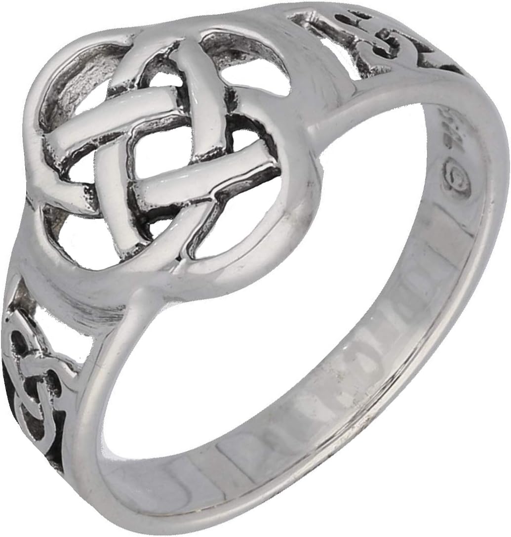 Celtic Triquetra Trinity and Flower Knot Eternity Sterling Silver Ring ...