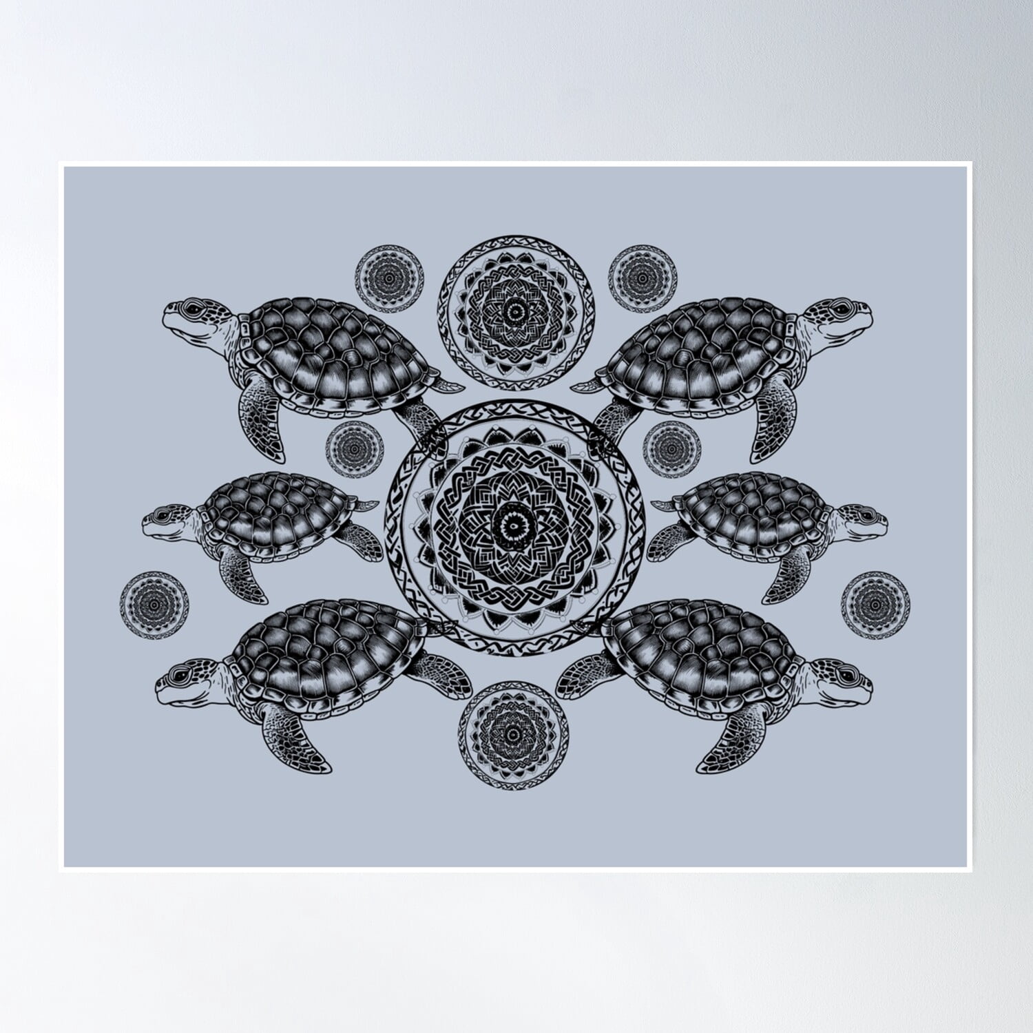 Celtic Turtle Symmetry Poster Wall Art, Modern Wall Decor, 8x12 ...
