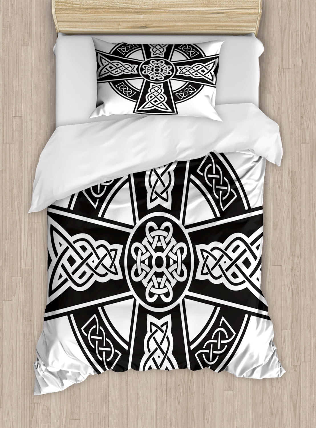 Celtic Twin Size Duvet Cover Set, Traditional Spiritual Culture Symbol ...