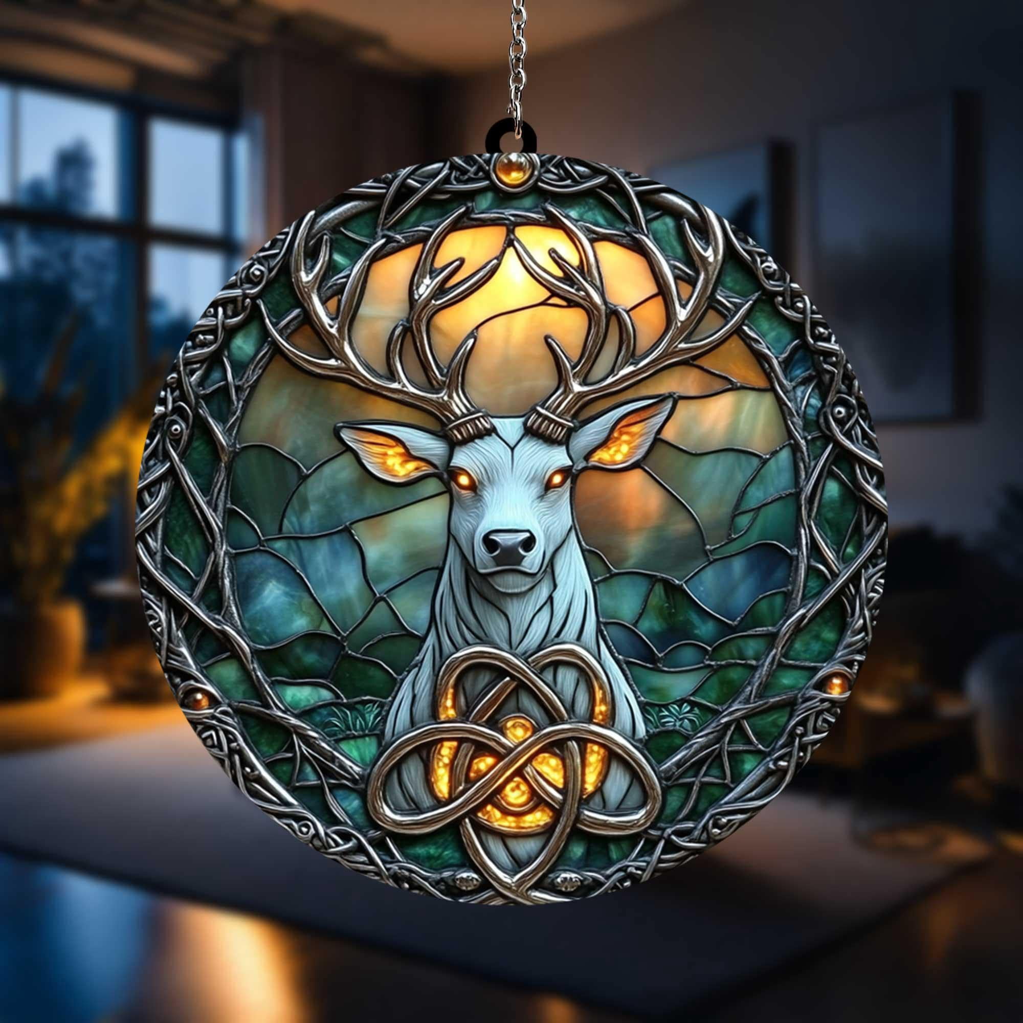Celtic White Deer Acrylic Suncatcher fullxfull Mystical Forest Spirit ...