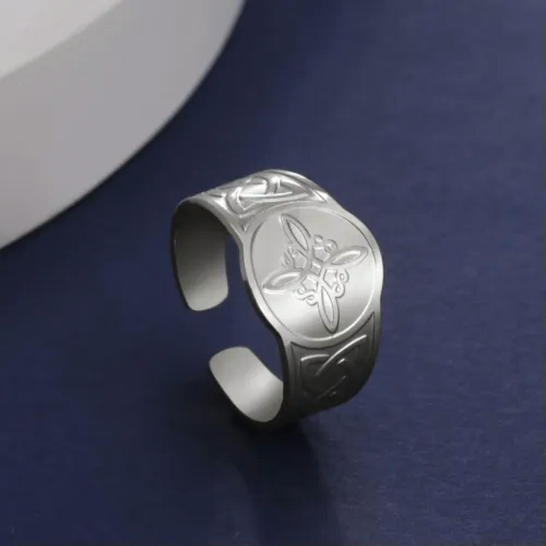 Celtic Witch Knot Ring Stainless Steel Open Rings Wiccan Amulet Jewelry ...