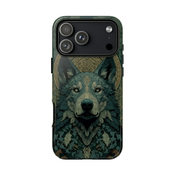 Celtic Wolf Green Forest Tribal Symbol Artwork Case with iPhone 17 to ...