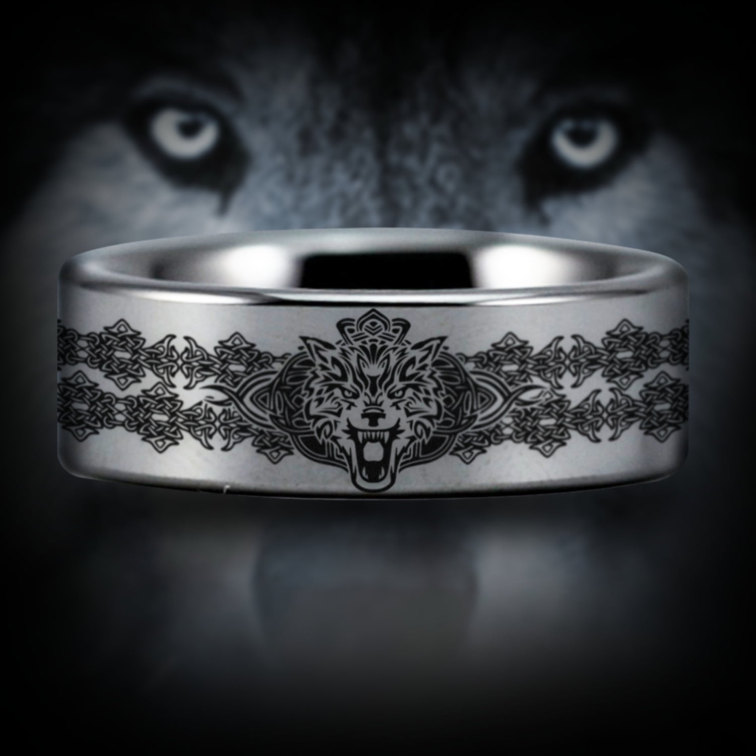 Celtic Wolf Tungsten Carbide Ring - Walmart.com