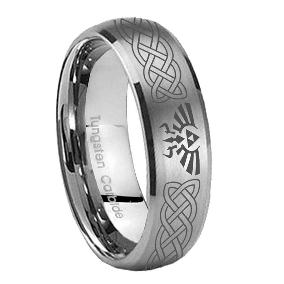 Celtic Zelda Triforce 8MM Brushed Gray Dome Tungsten Men Ring - Walmart.com
