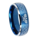 Celtic Zelda Triforce 8MM Dome Brushed Finish Blue Tungsten Men Ring ...