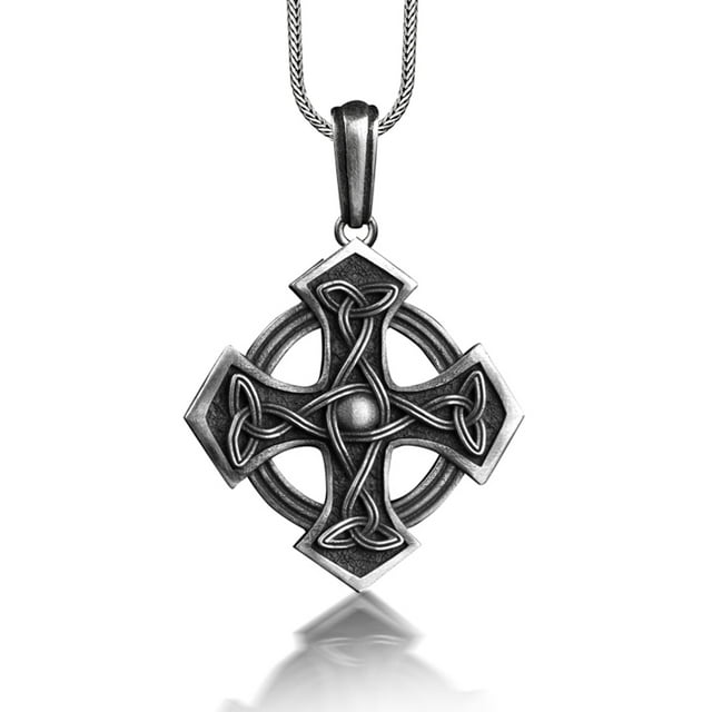 Celtic knot in cross necklace for men in sterling silver, Norse ...