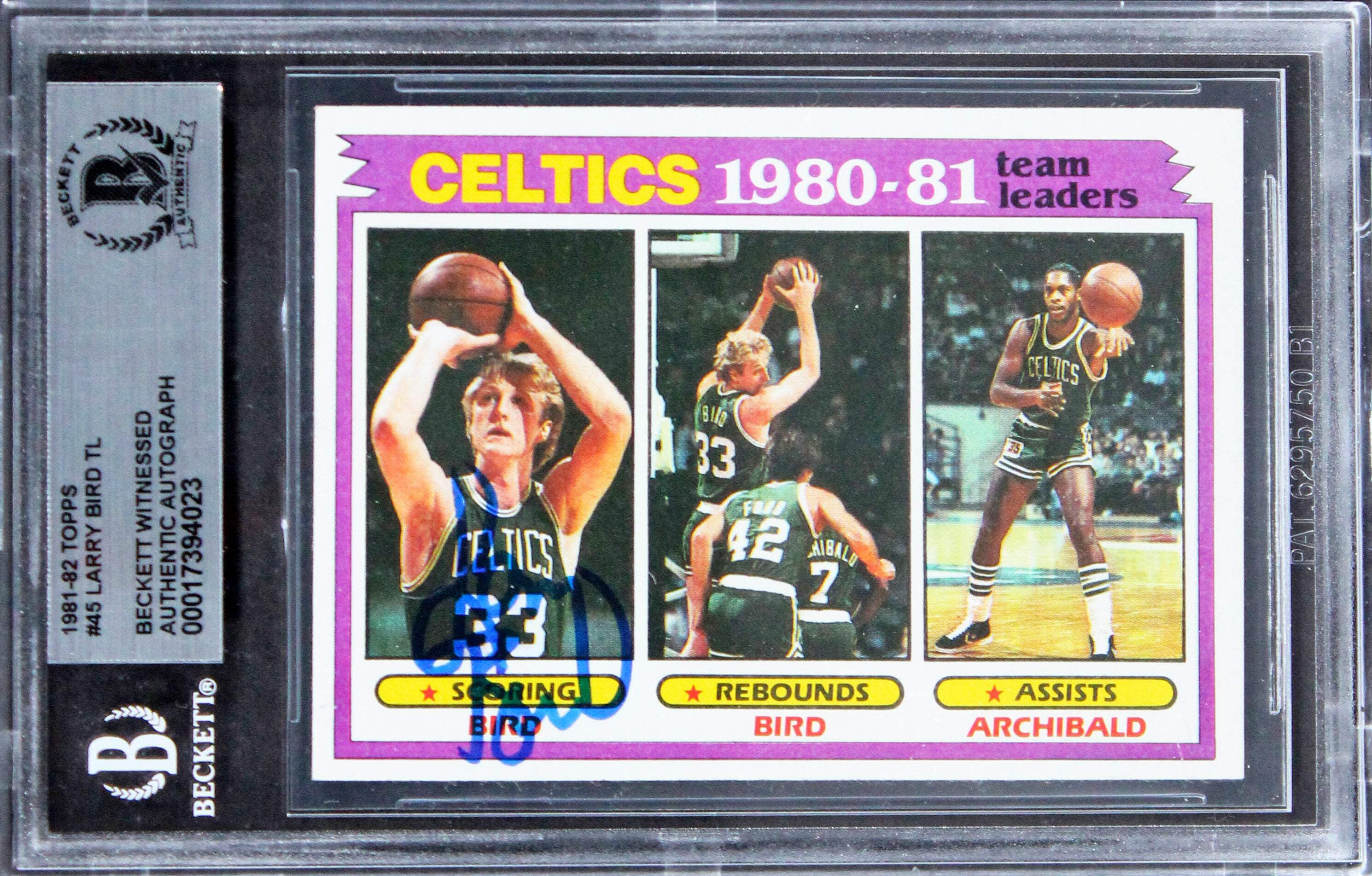 Celtics Larry Bird Authentic Signed 1981 Topps #45 Card BAS Slabbed ...