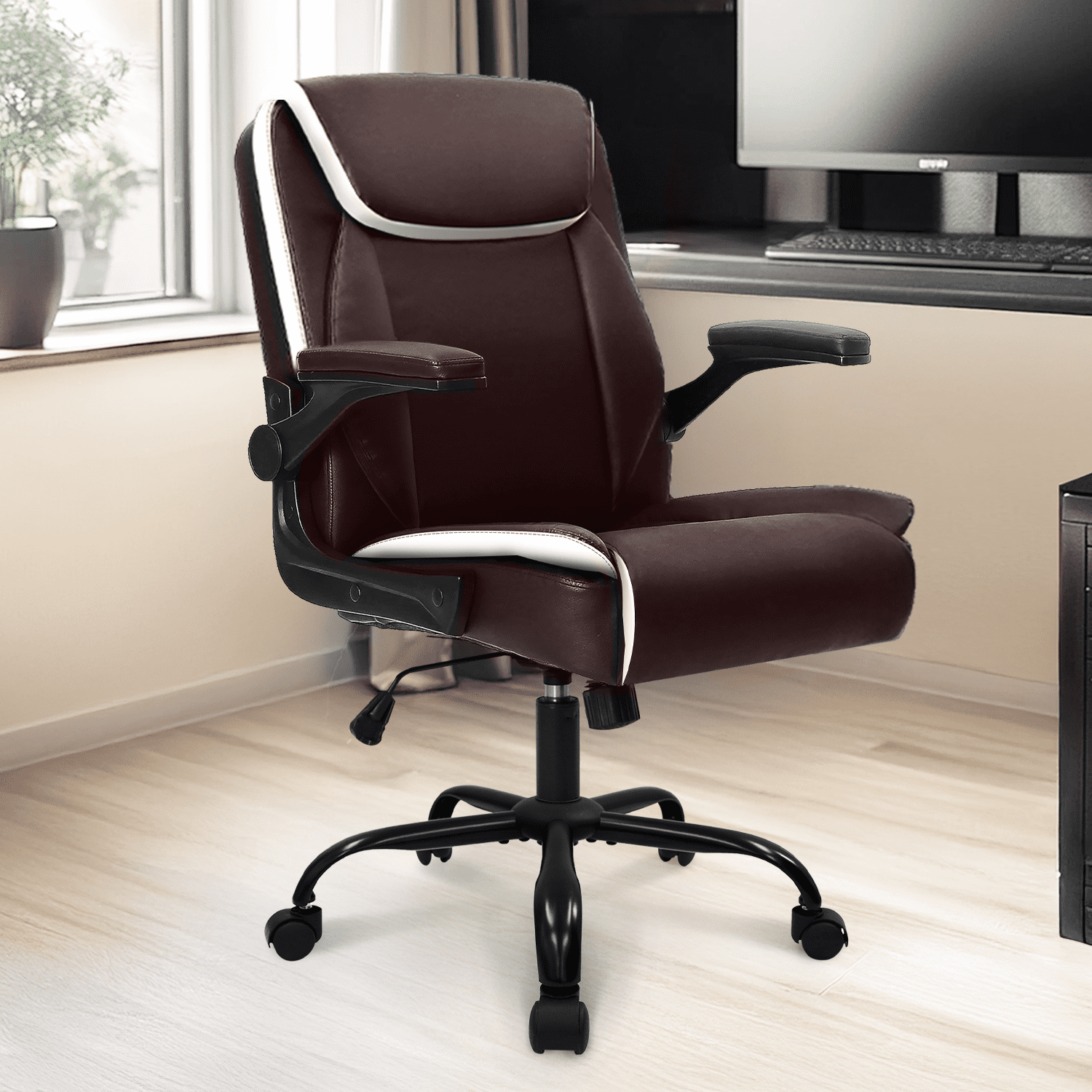 CELTOSS Leather Office Chair, Ergonomic Executive Chair with Padded ...