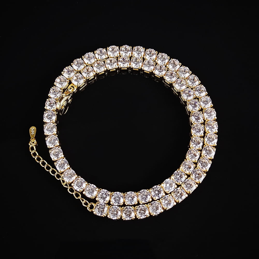 Celvieroot 4mm 5mm Silver Iced Out Diamond Tennis Chain Necklace for ...