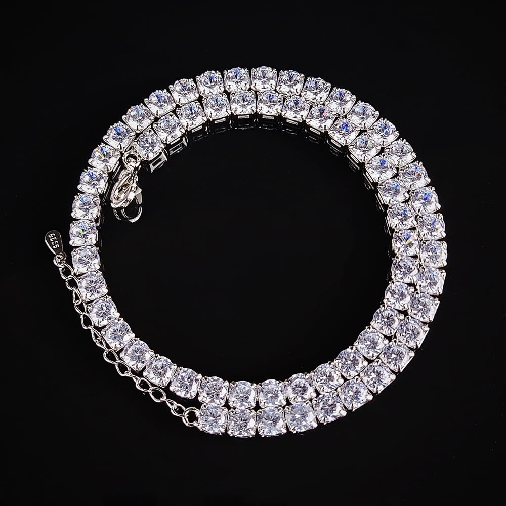 Celvieroot 4mm 5mm Silver Iced Out Diamond Tennis Chain Necklace for ...