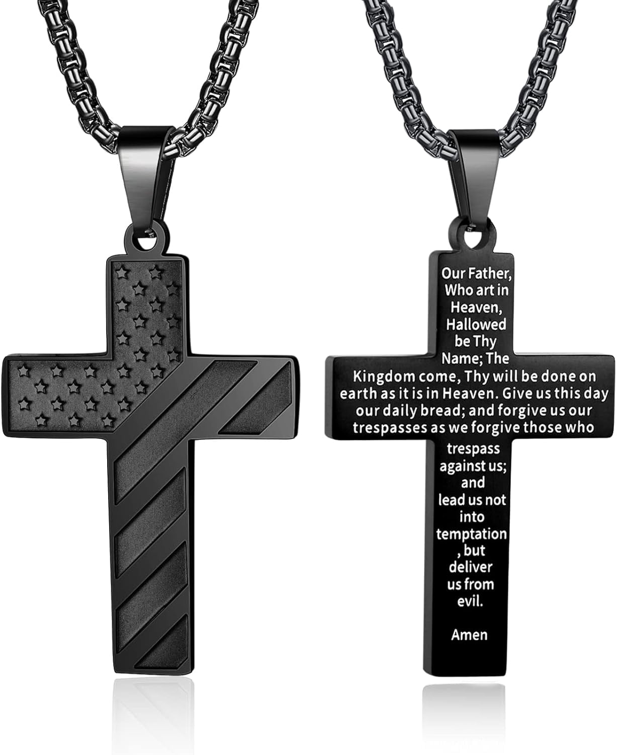 Celvieroot Flag Cross Necklace for Men Stainless Steel Chain 24inch ...