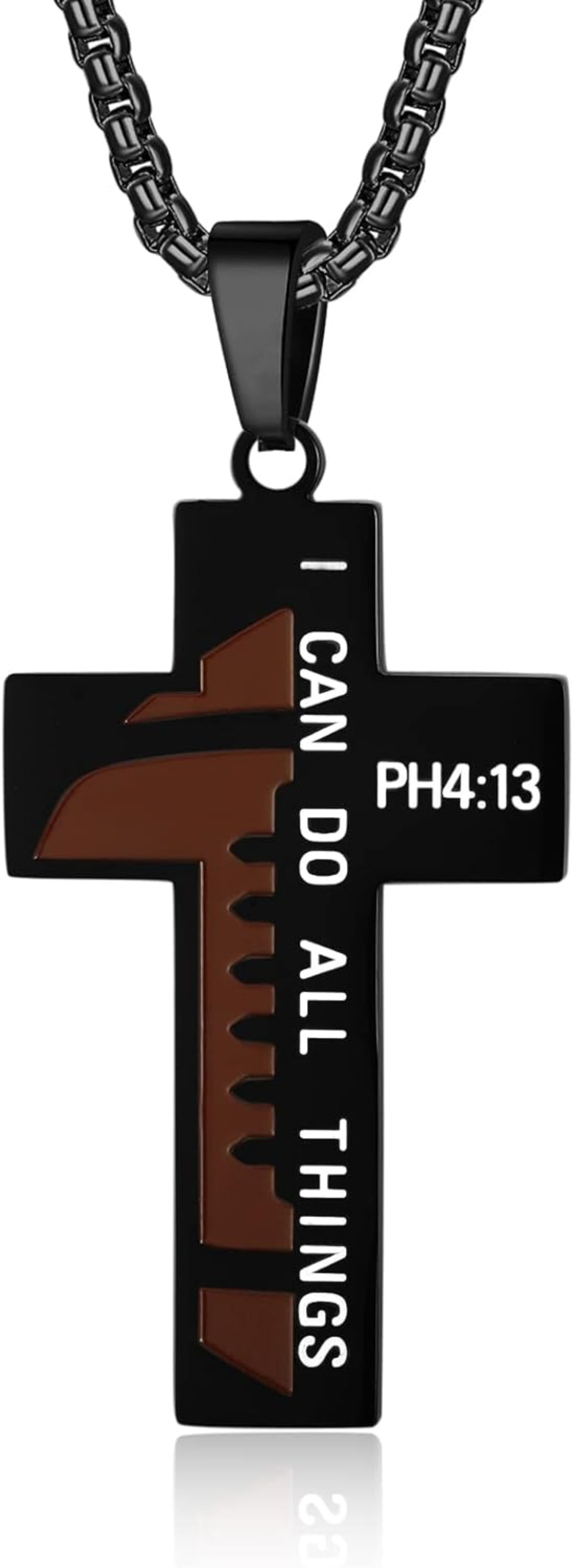 Celvieroot Football Cross Necklace for Men Bible Verse I CAN DO All ...