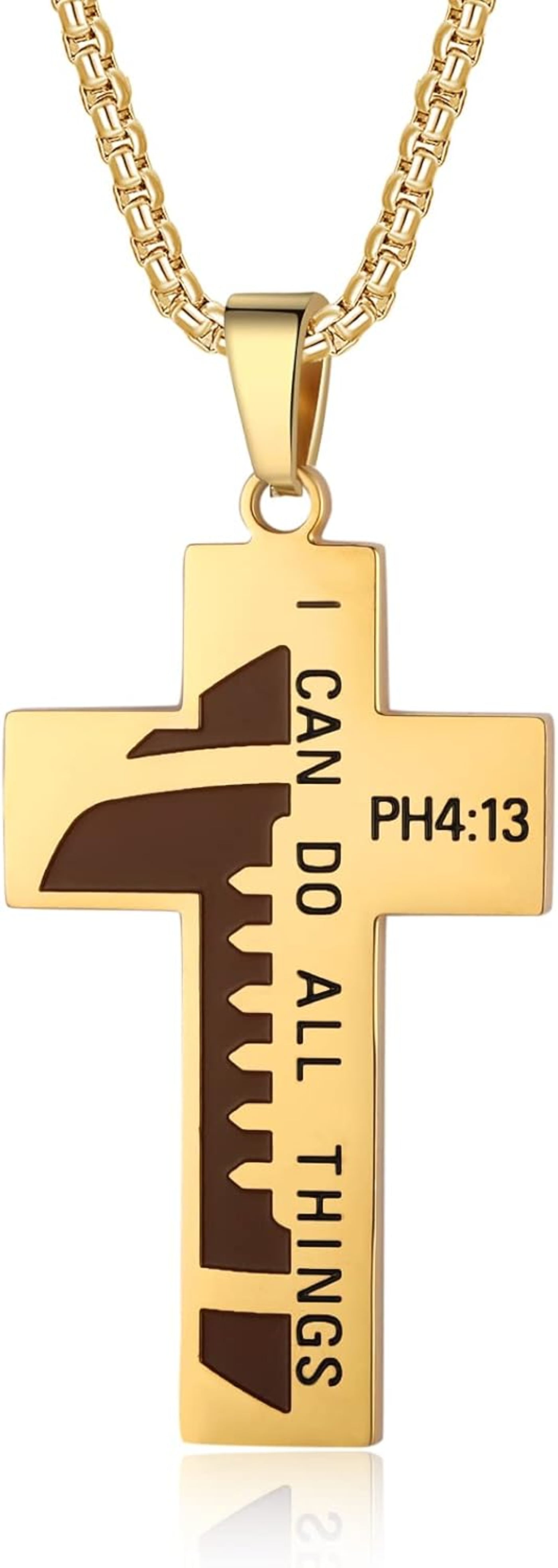 Celvieroot Football Cross Necklace for Men Bible Verse I CAN DO All ...