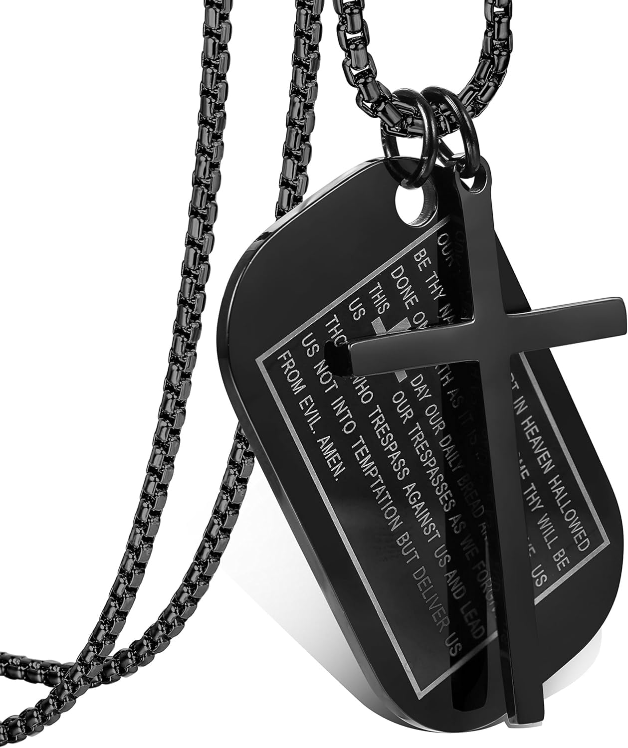 Celvieroot Stainless Steel Dog Tags Cross Necklaces for Men Prayer ...
