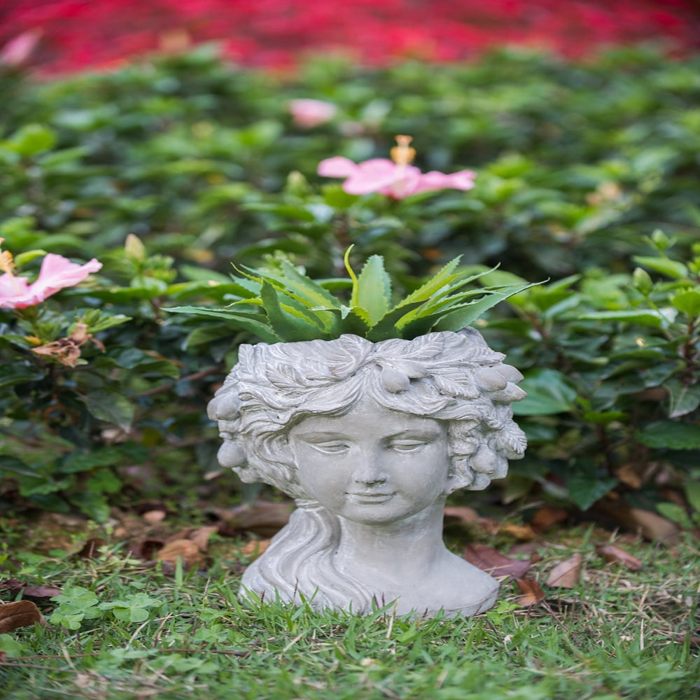Cement Bust Wall Planter Garden Decor 8x9x11.5 Inches - Walmart.com