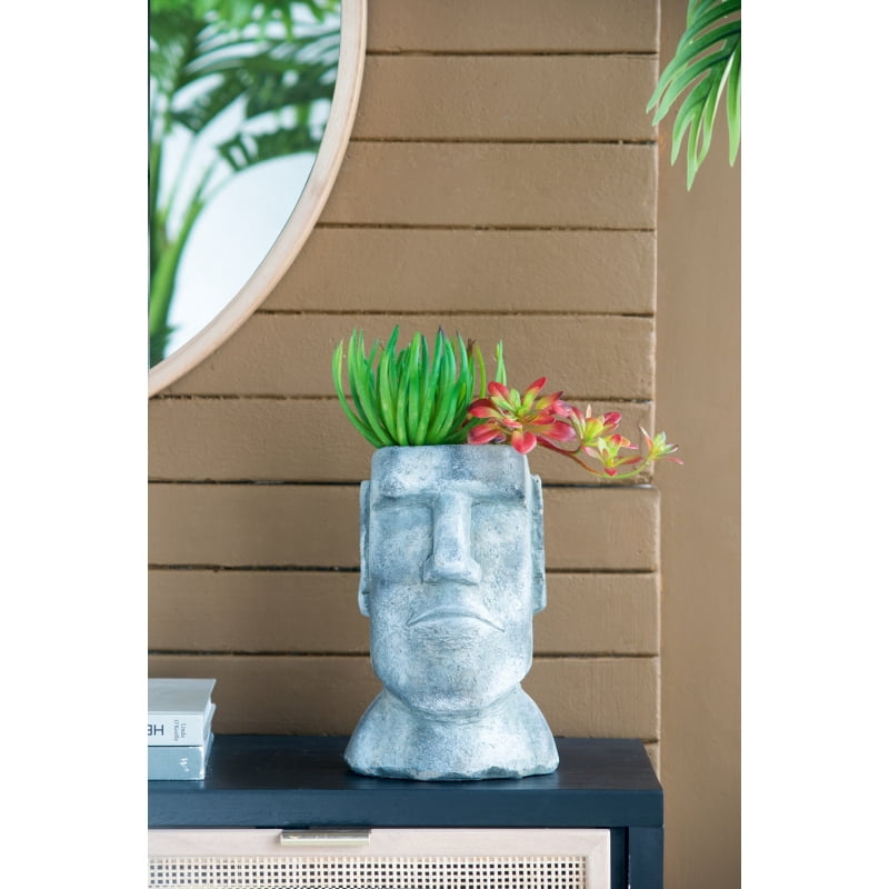 Cement Bust Wall Planter - Indoor Outdoor Home Garden Decor, 8" x 9" x ...