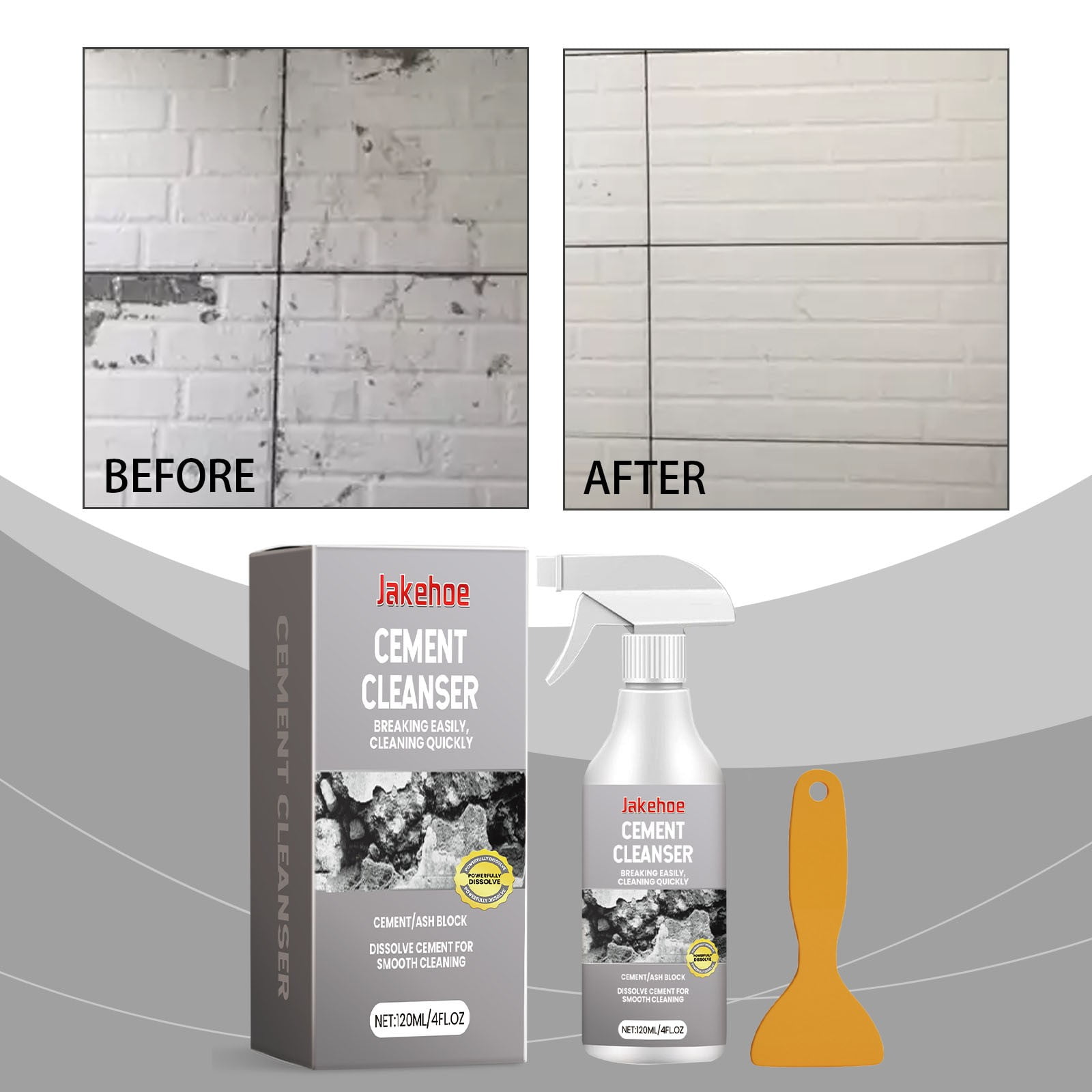 Cement Cleanser with Scraper, Fast Acting Grout Haze Remover, Cement ...