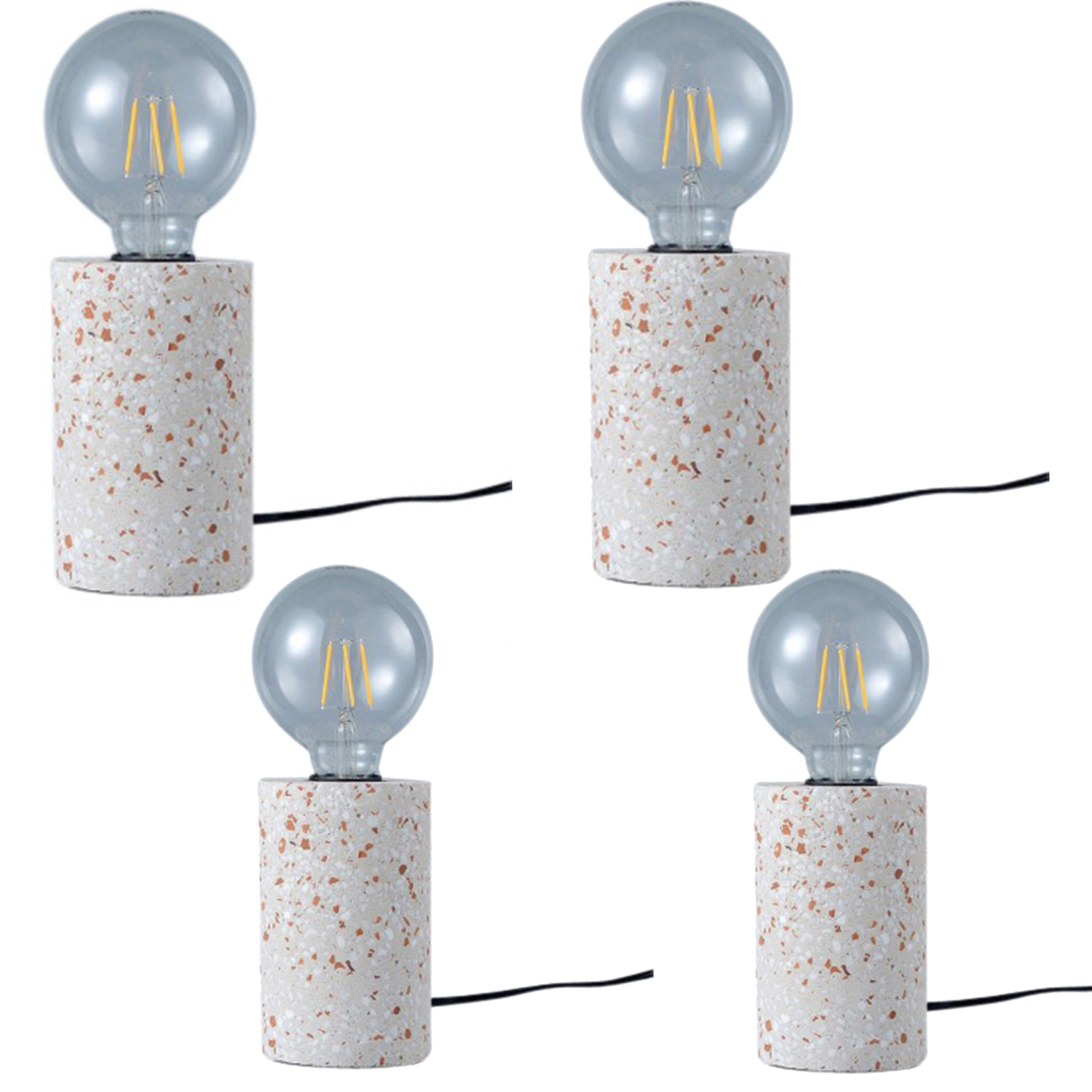 Cement Column Lamp with Edison Bulb and Speckles, Gray, Saltoro Sherpi ...
