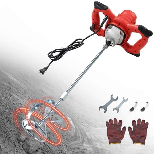 Cement Mixer, 110V Handheld Mud Mixer with 6 Speed, 2100W Electric ...