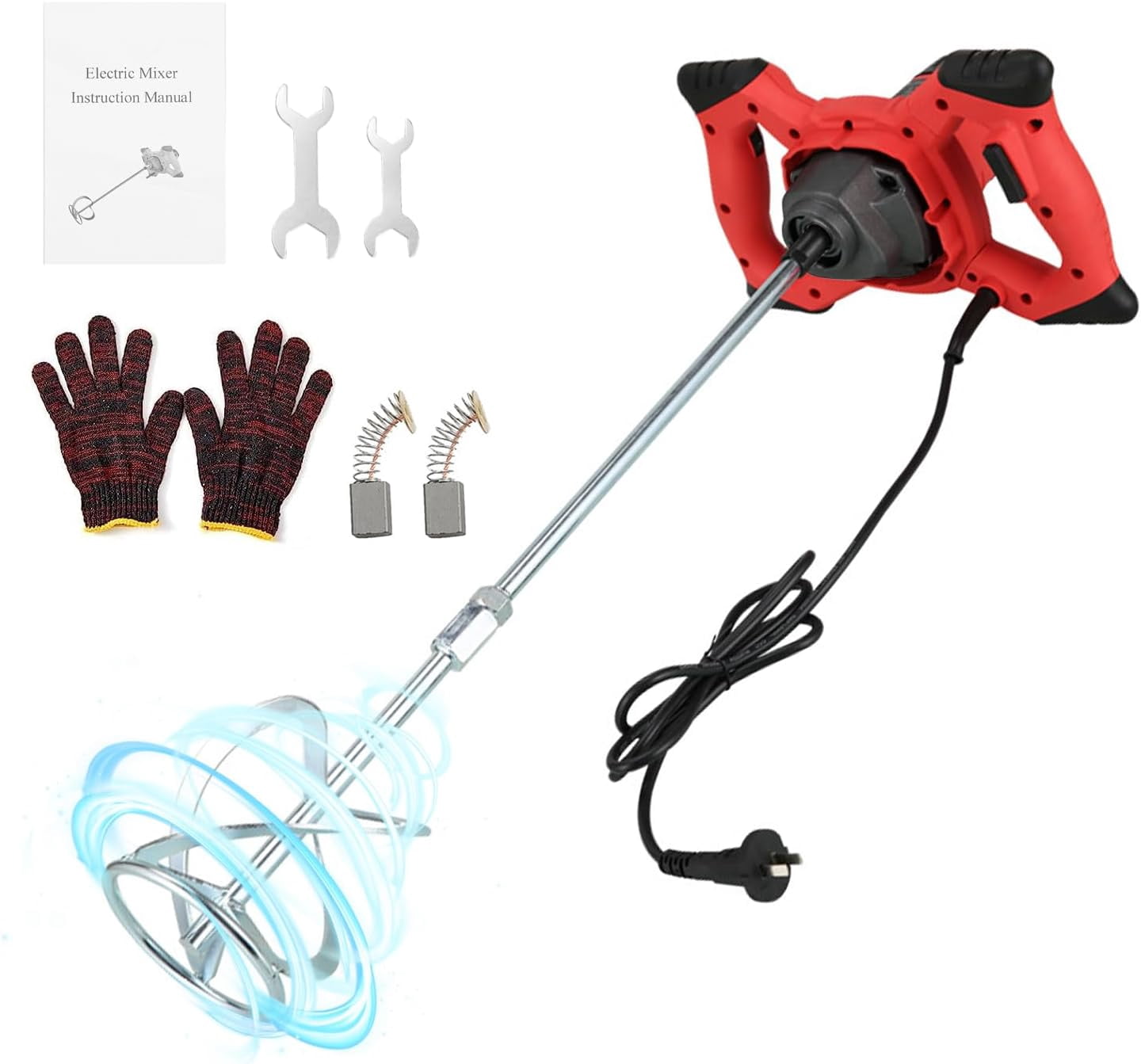 Cement Mixer 2300W, Handheld Electric Concrete Mixer with 6 Adjustable ...