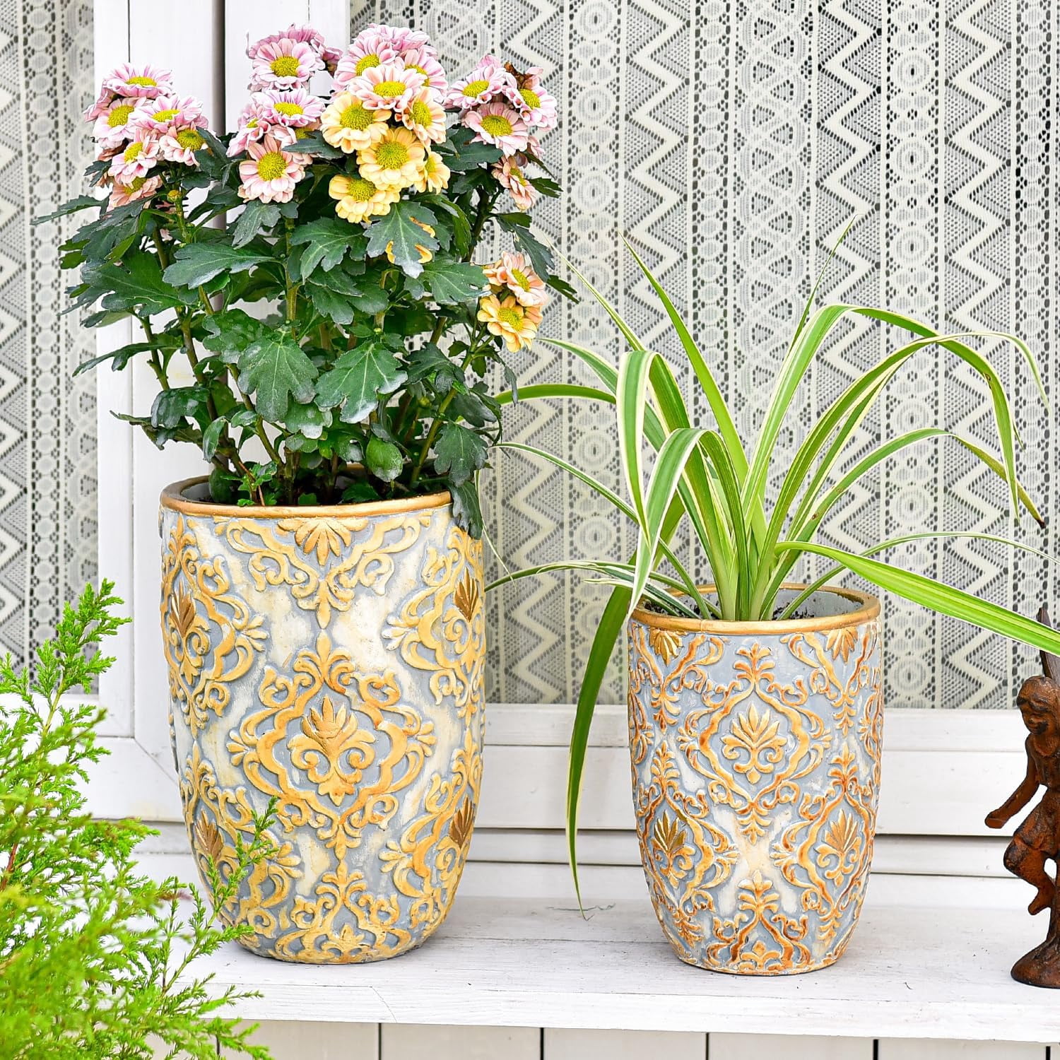 Cement Planter Succulent Pots, Set of 2 Concrete Cactus Plant Pot with ...