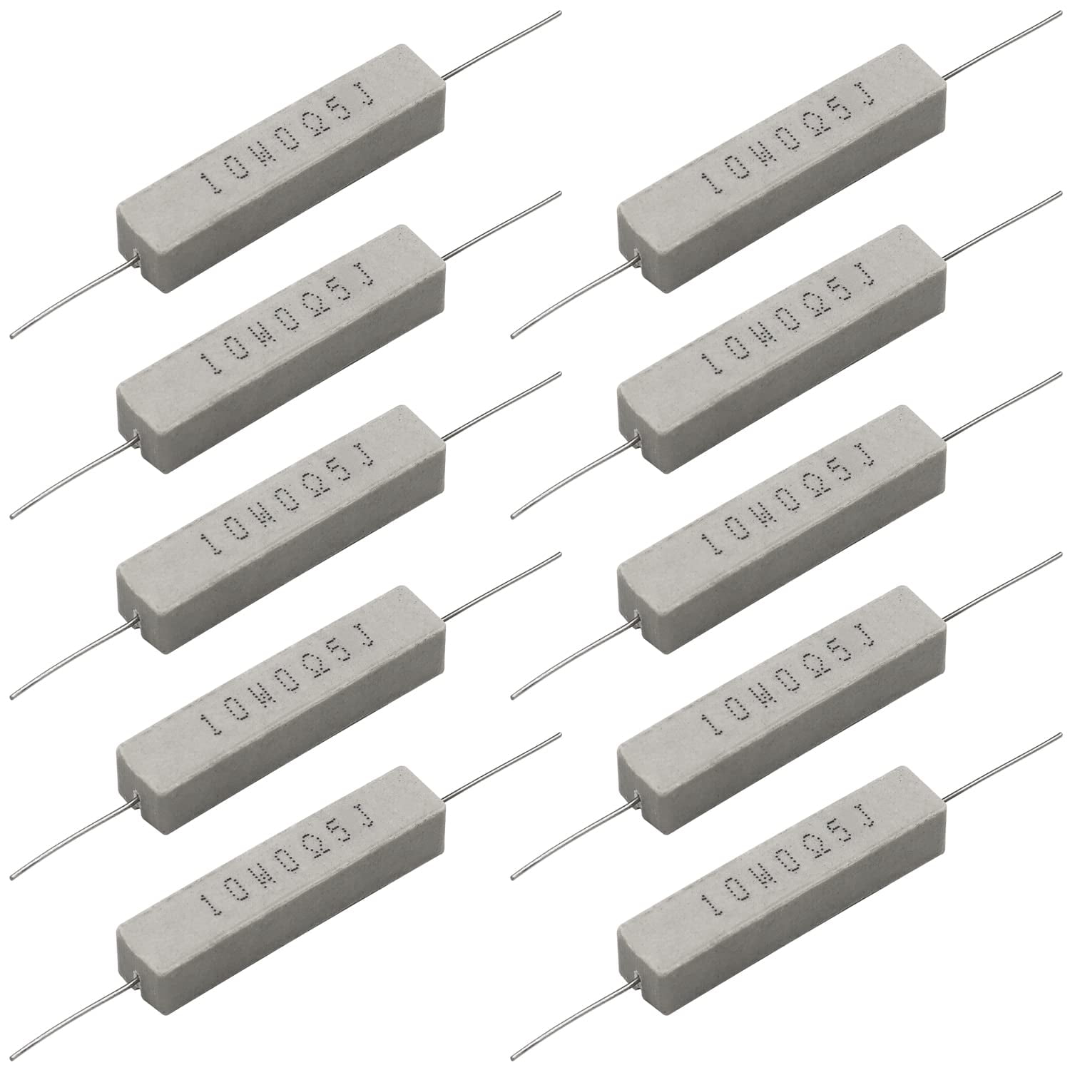 Cement Resistor,10 PCS 10W 8 Ohm 5% Axial Lead Wire Resistor White ...