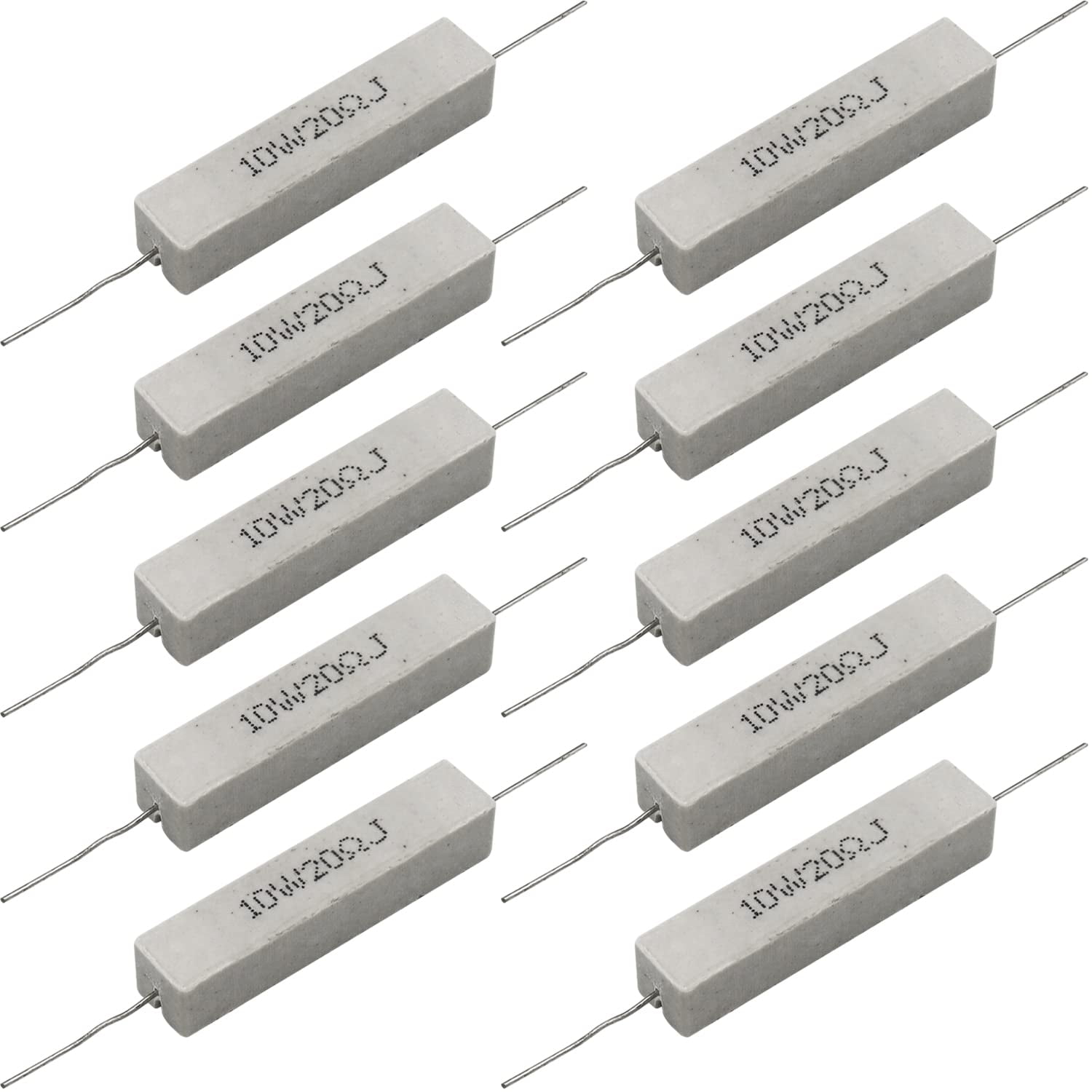 Cement Resistor,10 PCS 10W 8 Ohm 5% Axial Lead Wire Resistor White ...