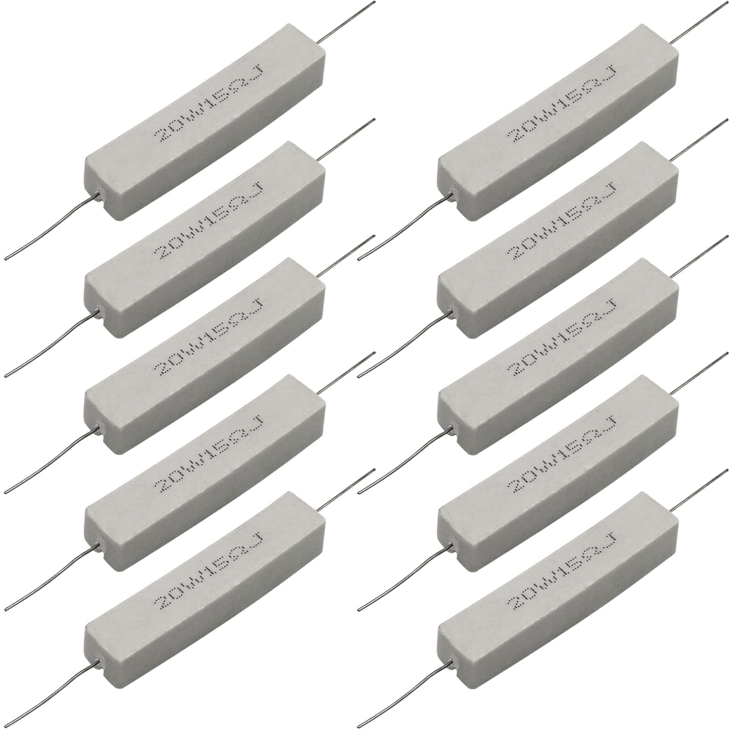 Cement Resistor,10 PCS 20W 8 Ohm 5% Axial Lead Wire Resistor White ...