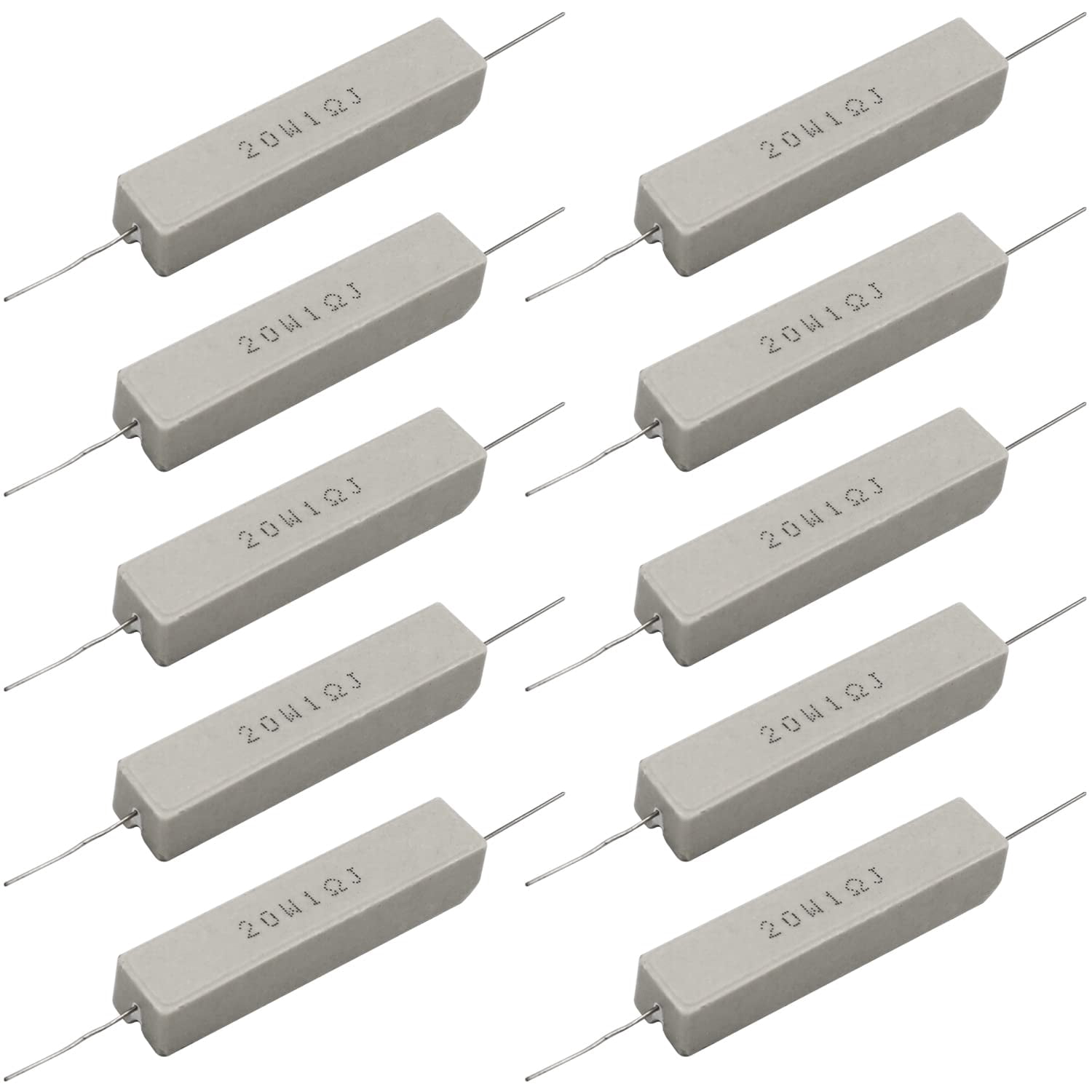 Cement Resistor,10 PCS 20W 8 Ohm 5% Axial Lead Wire Resistor White ...