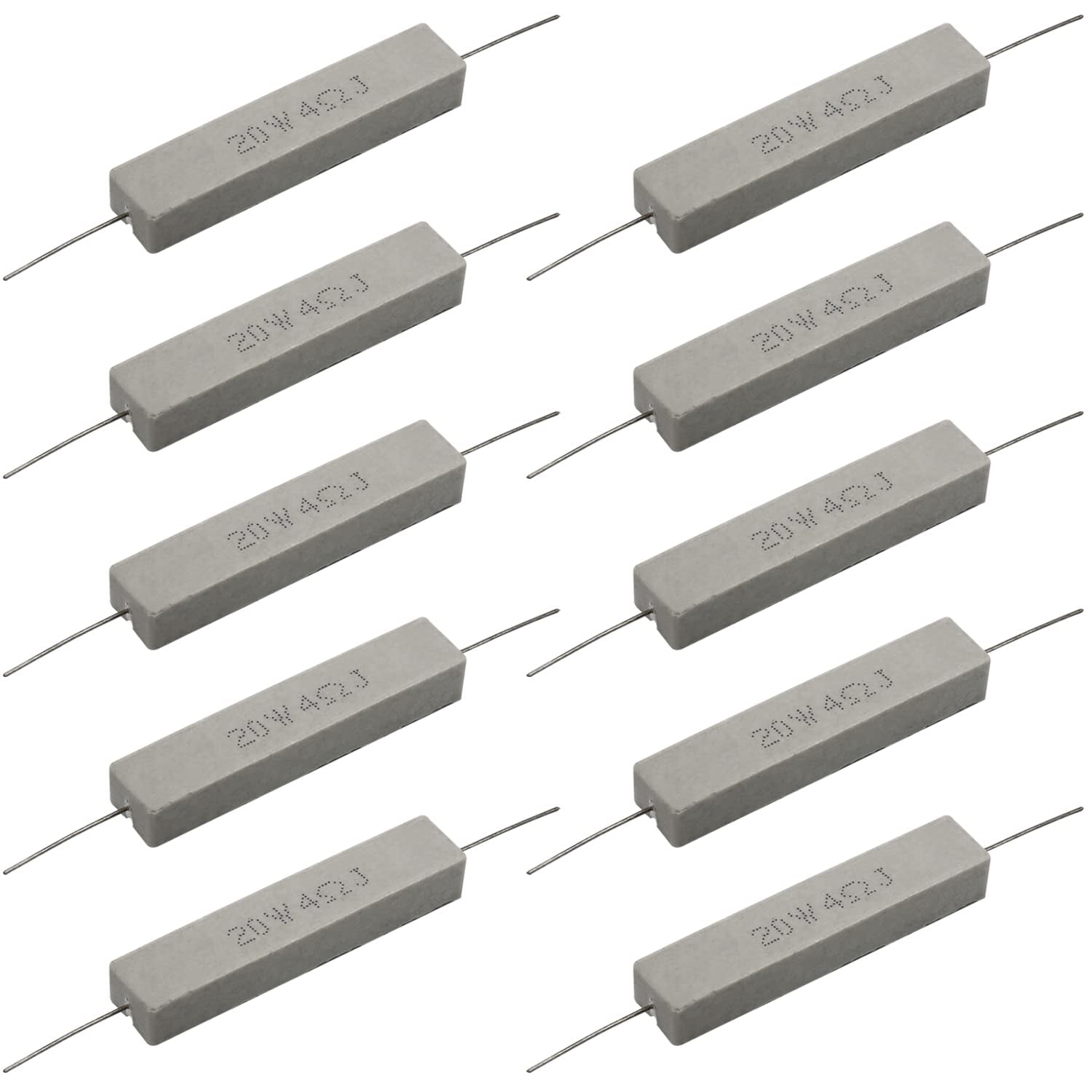 Cement Resistor,10 PCS 20W 8 Ohm 5% Axial Lead Wire Resistor White ...