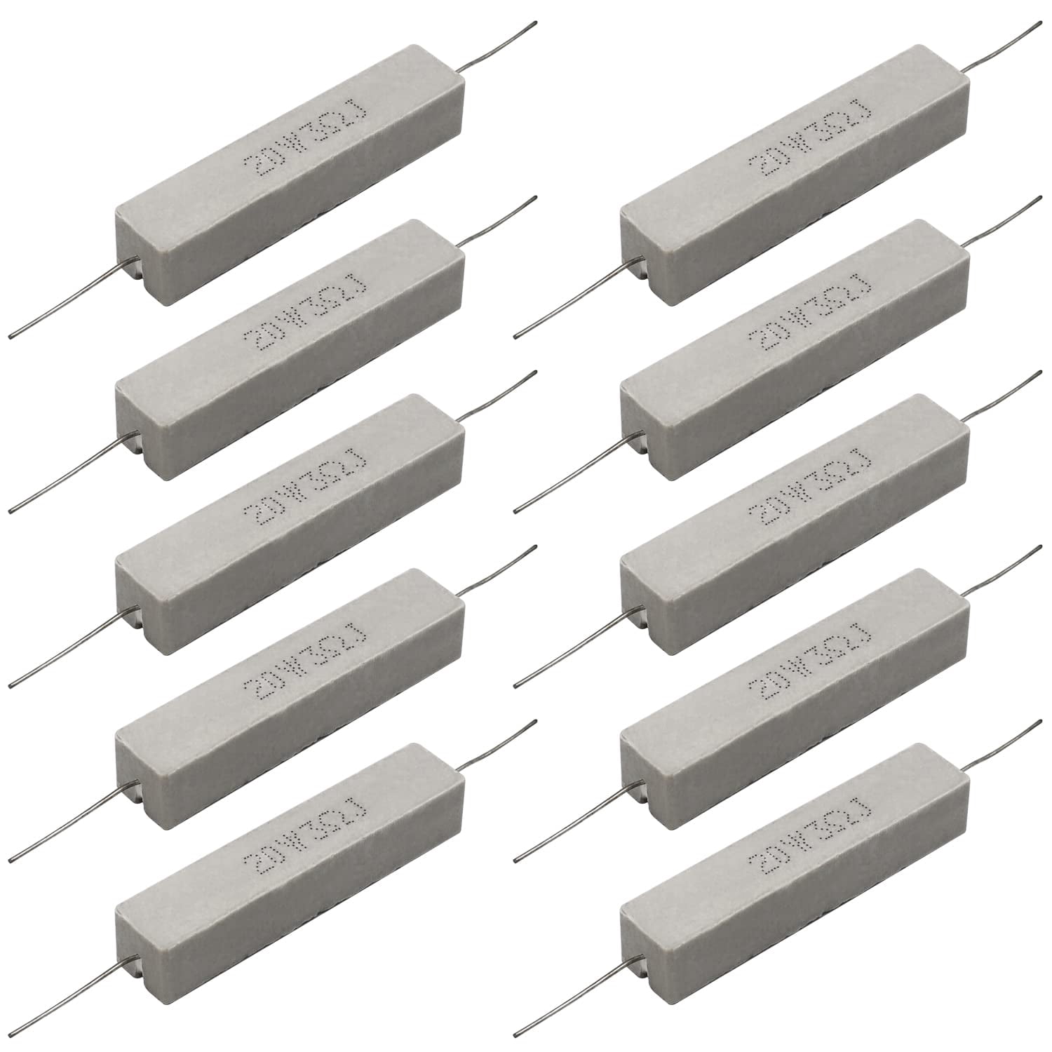 Cement Resistor,10 PCS 20W 8 Ohm 5% Axial Lead Wire Resistor White ...