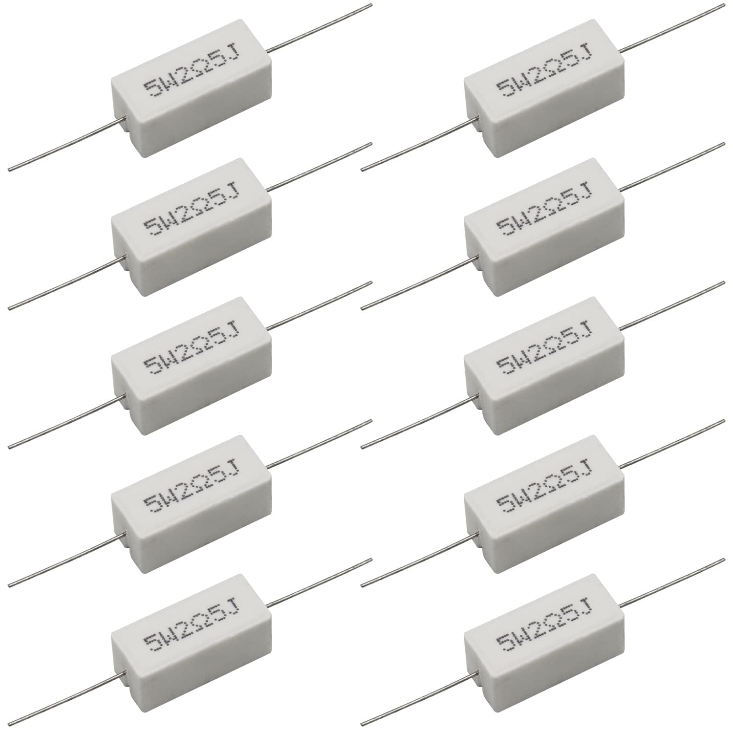 Cement Resistor,10 PCS 5W 5 Ohm 5% Axial Lead Wire Resistor White Wound ...