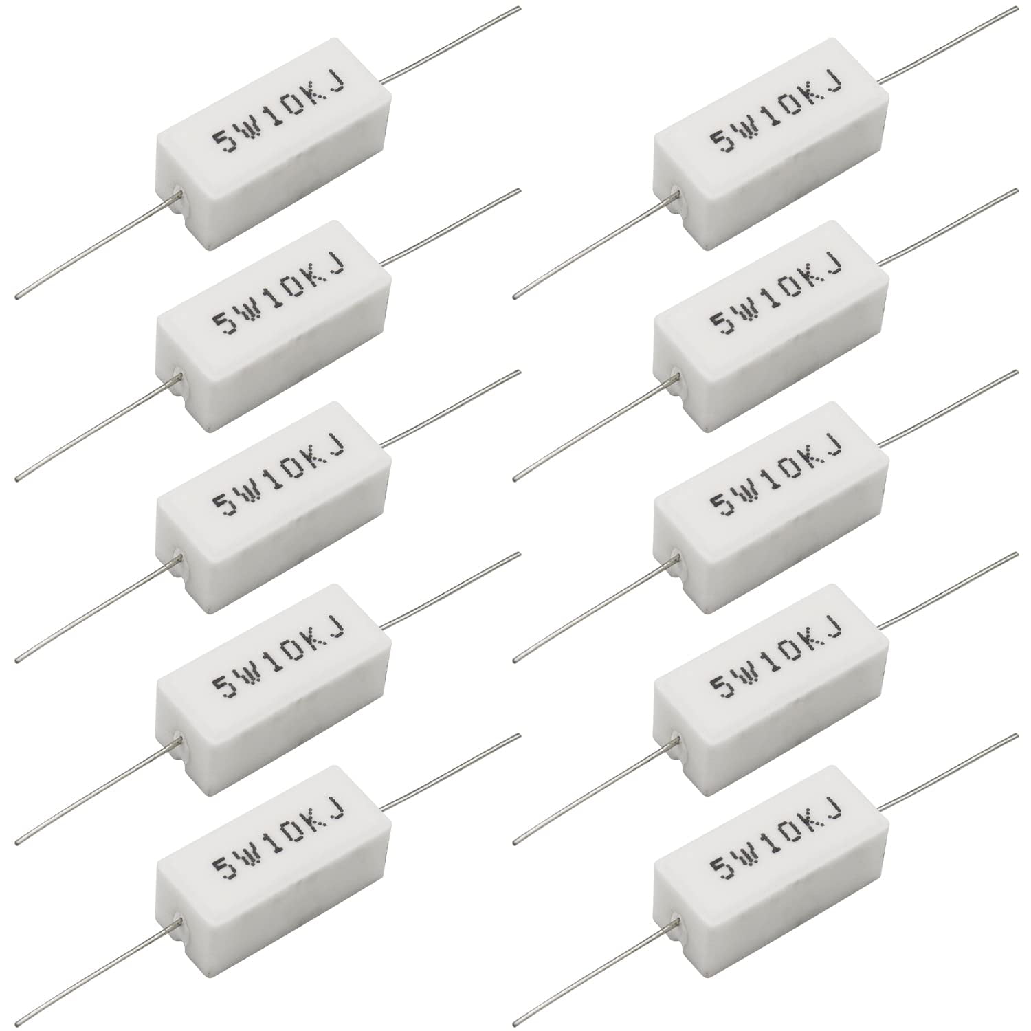 Cement Resistor,10 PCS 5W 5 Ohm 5% Axial Lead Wire Resistor White Wound Fixed Ceramic Cement ...