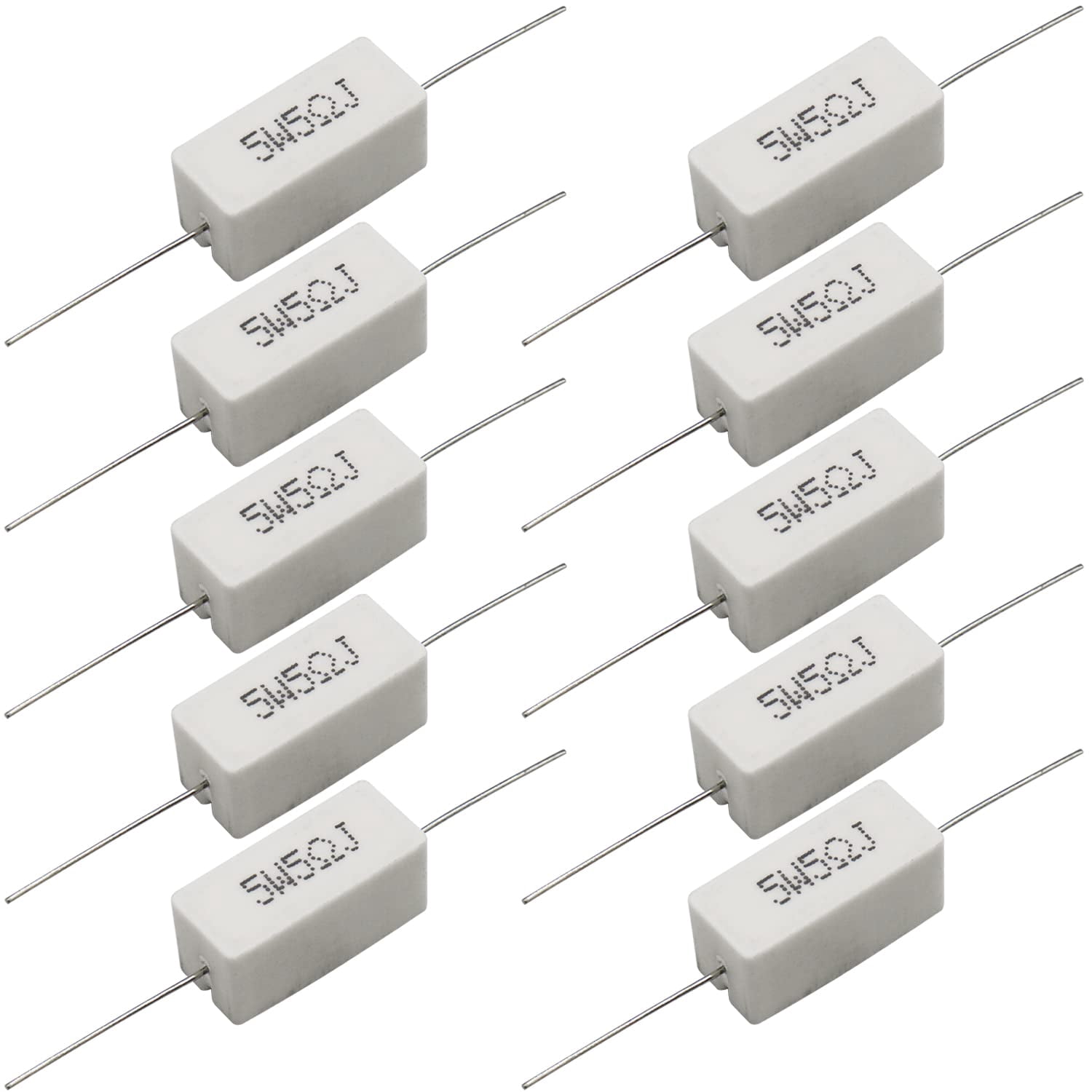 Cement Resistor,10 PCS 5W 5 Ohm 5% Axial Lead Wire Resistor White Wound ...