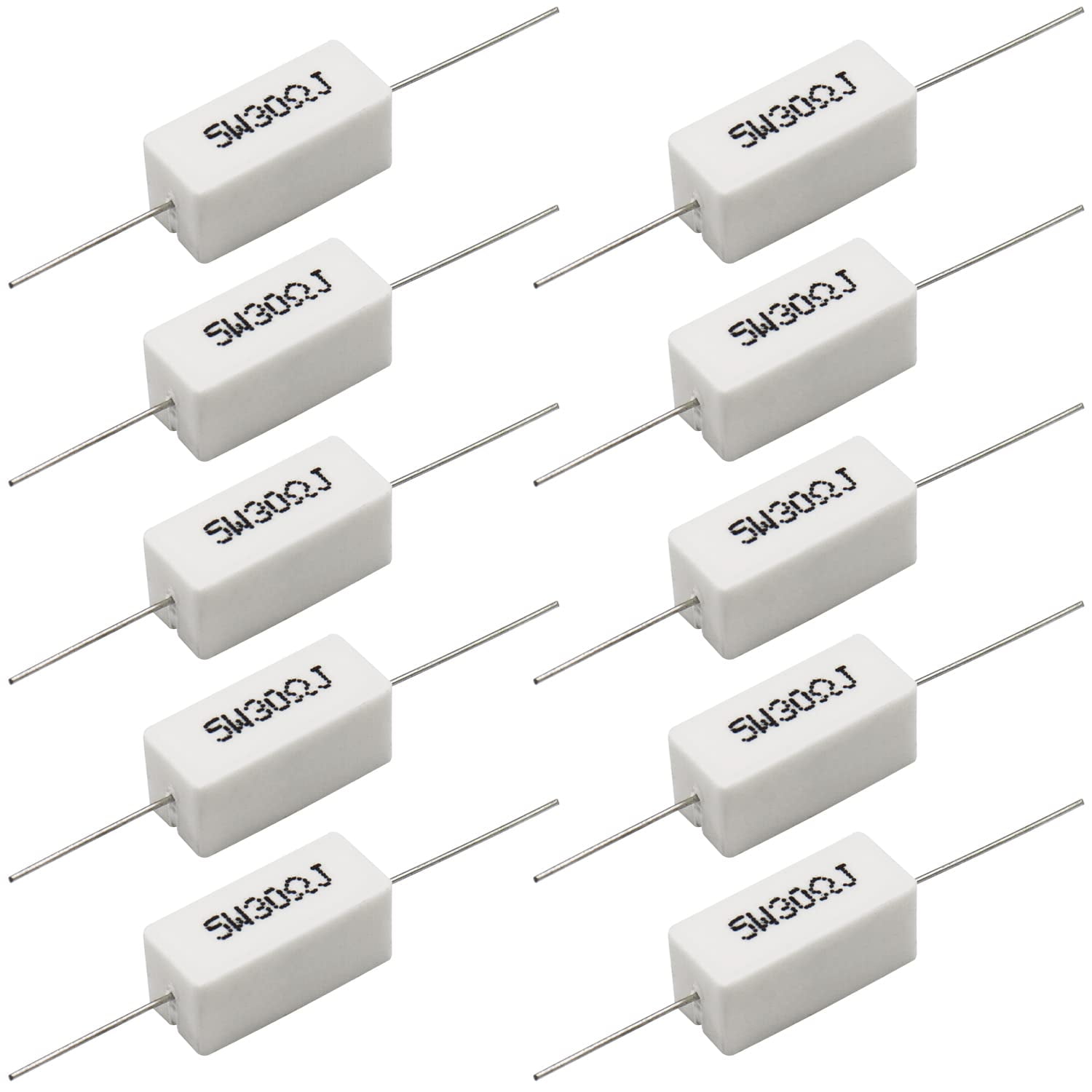 Cement Resistor,10 PCS 5W 5 Ohm 5% Axial Lead Wire Resistor White Wound ...