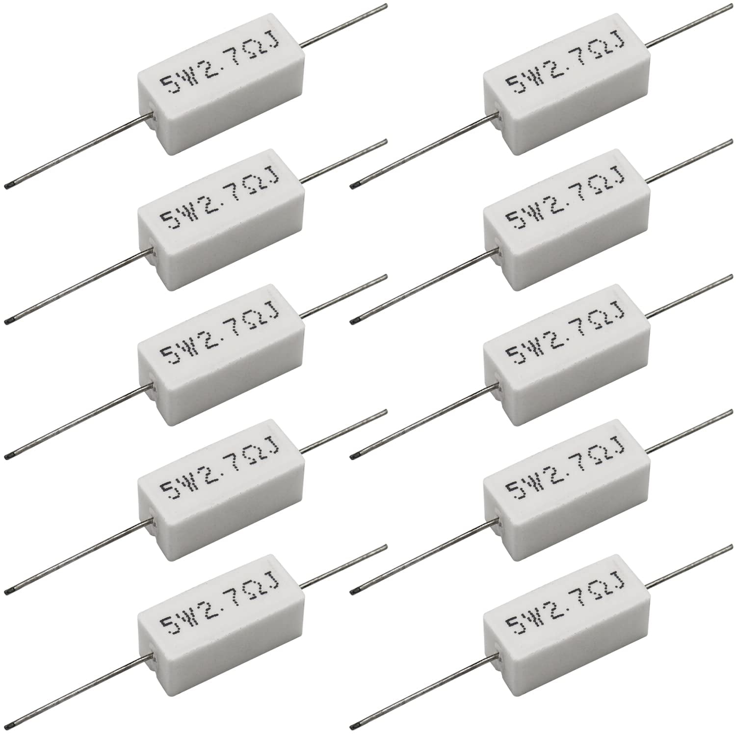 Cement Resistor,10 PCS 5W 5 Ohm 5% Axial Lead Wire Resistor White Wound ...